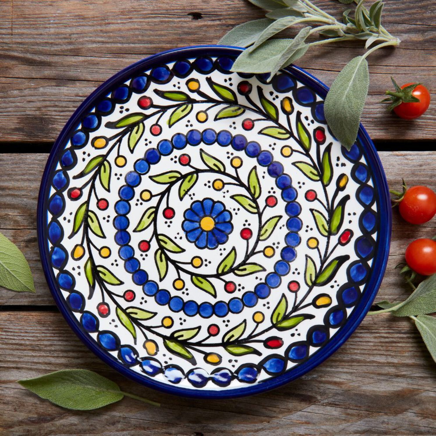 Ceramic Palestine Colorful Vine Blue Salad Plate - Walmart.com