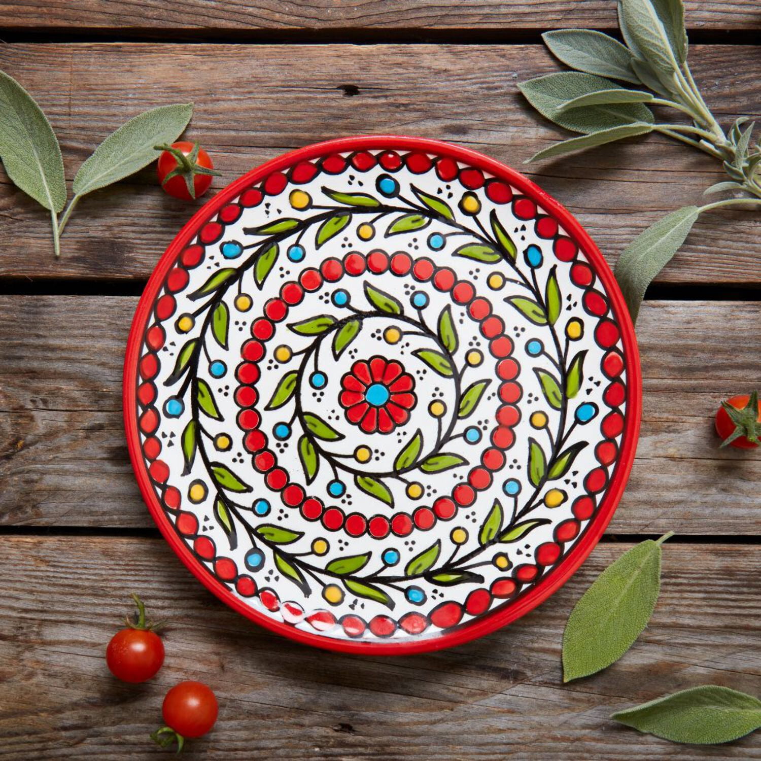 Ceramic Palestine Colorful Vine Red Salad Plate - Walmart.com