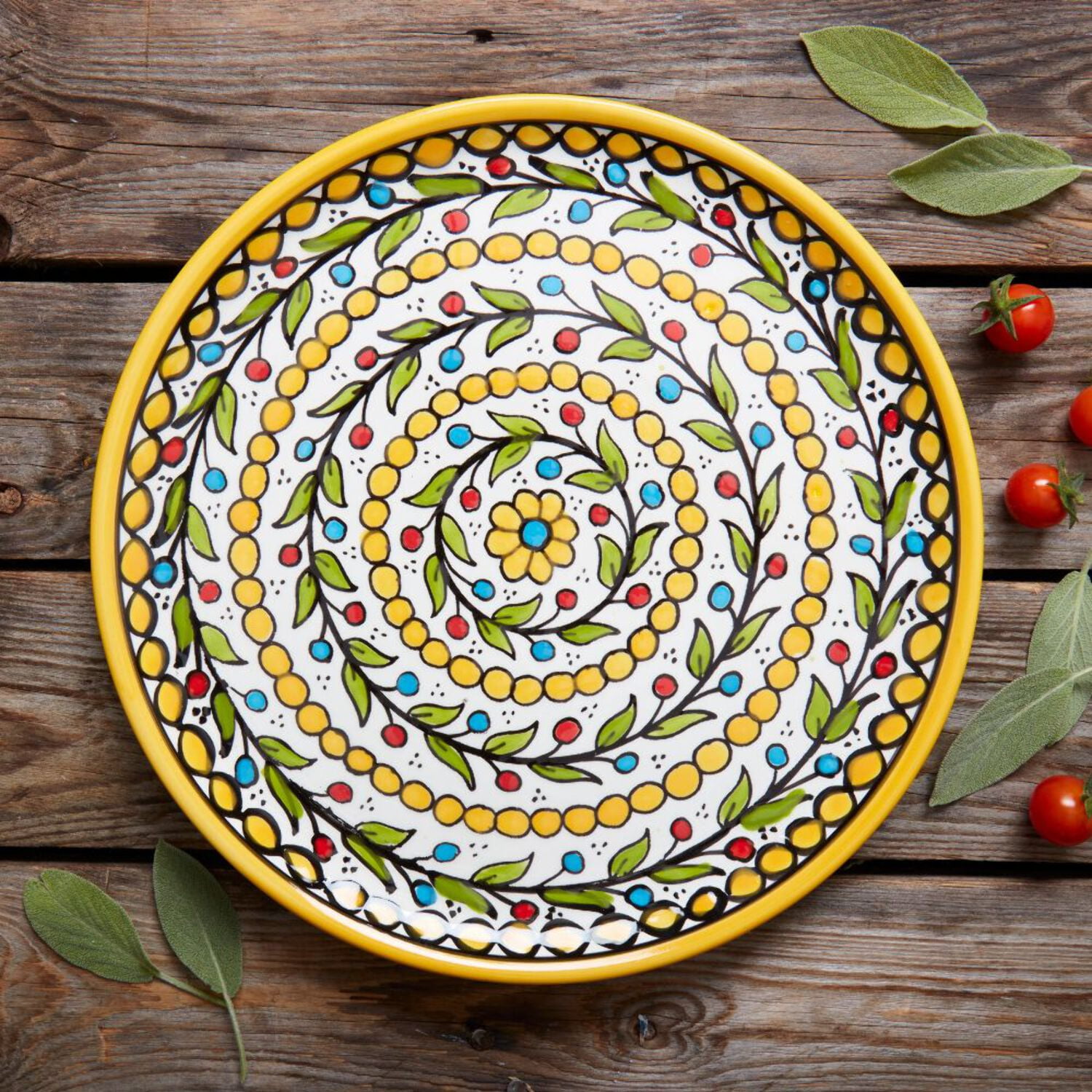 Ceramic Palestine Colorful Vine Yellow Dinner Plate - Walmart.com