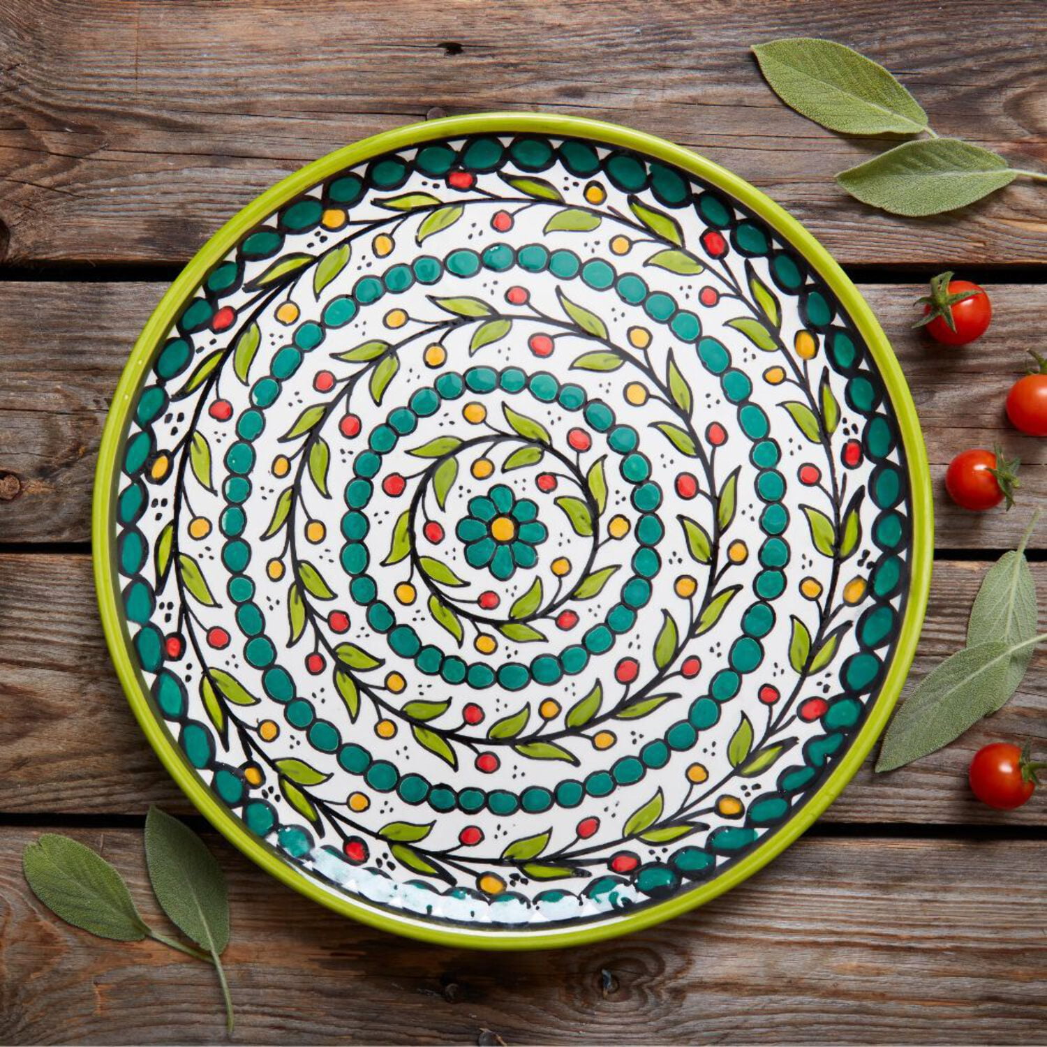 Ceramic Palestine Colorful Vine Green Dinner Plate - Walmart.com
