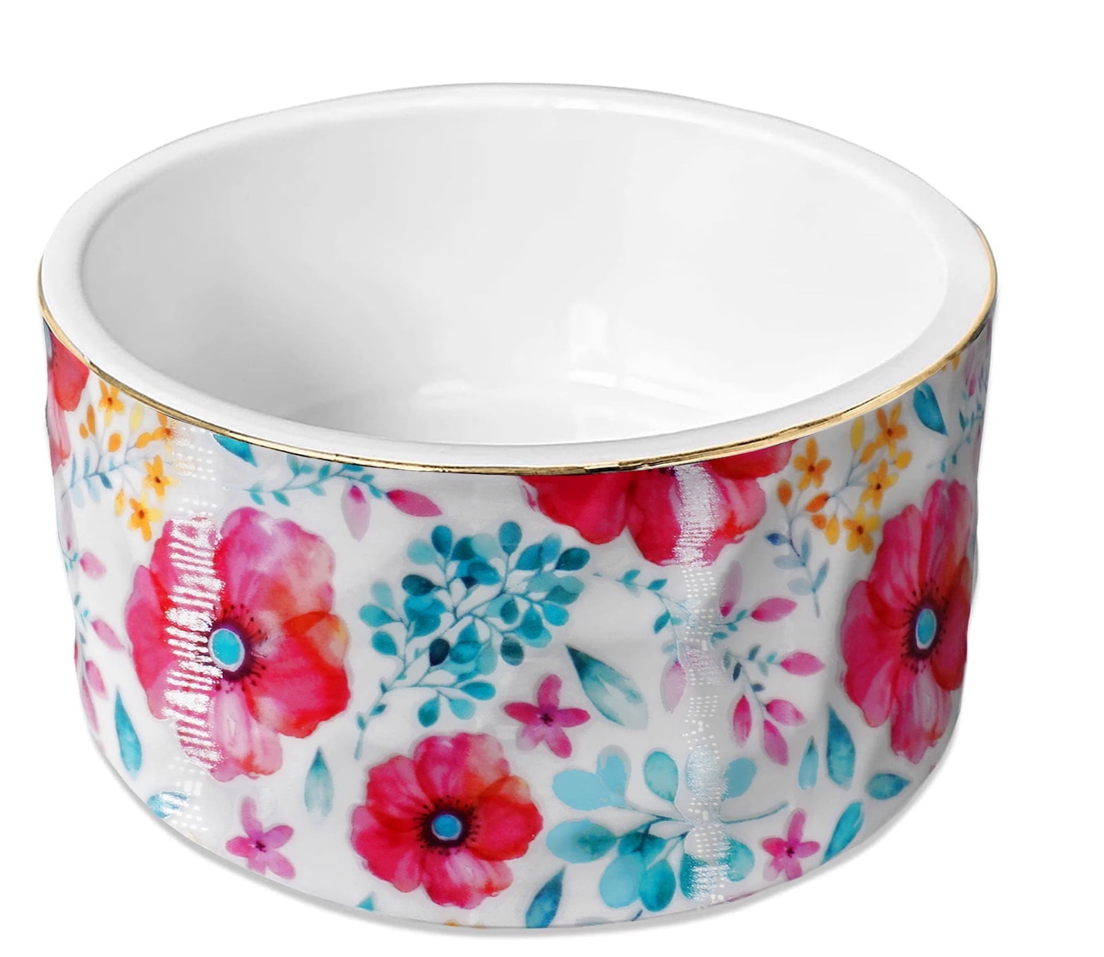 Ceramic Paper Clip Holder with Gold Trim, Floral Design Desk Organizer ...