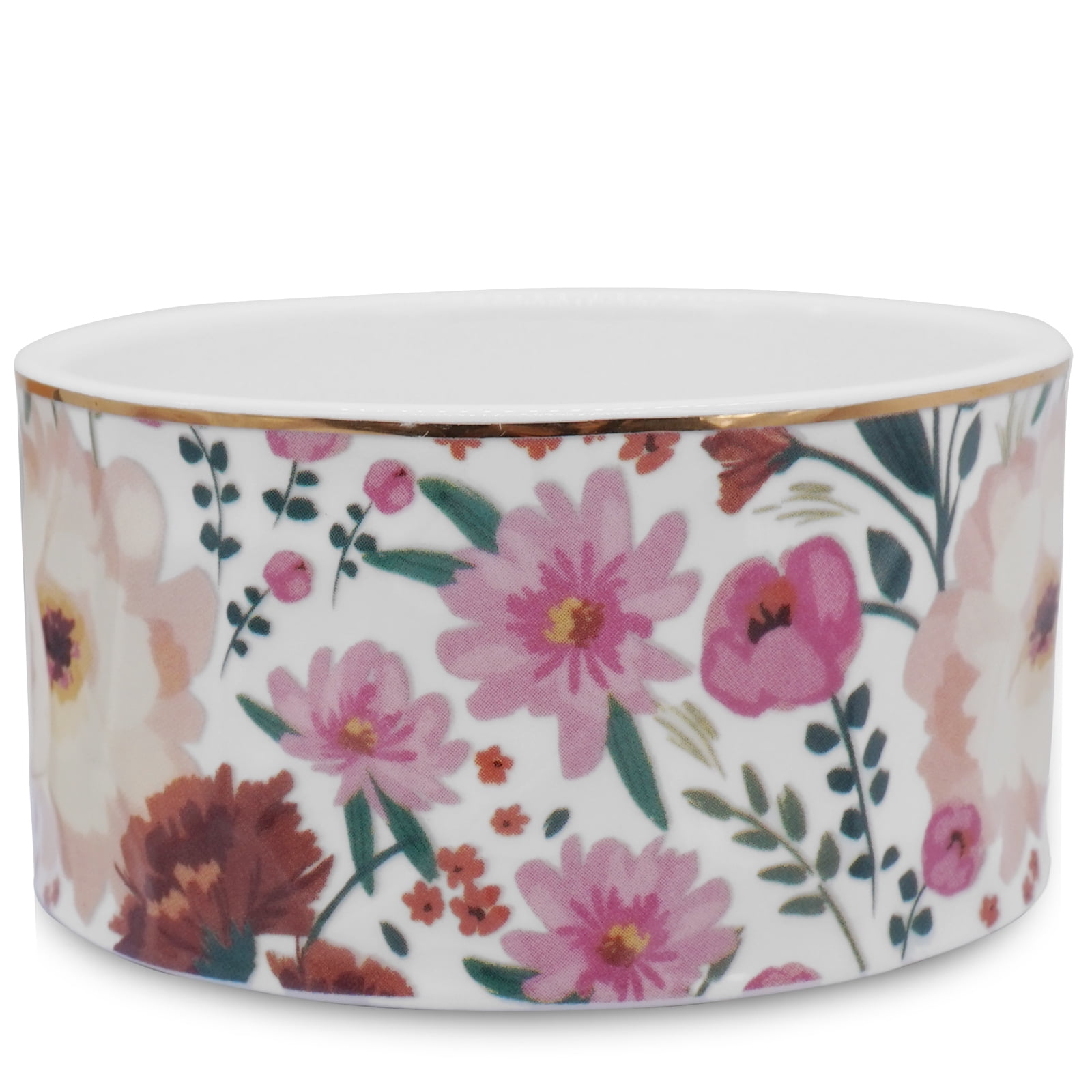 Ceramic Paper Clip Holder with Gold Trim, Cute Floral Design Desk ...