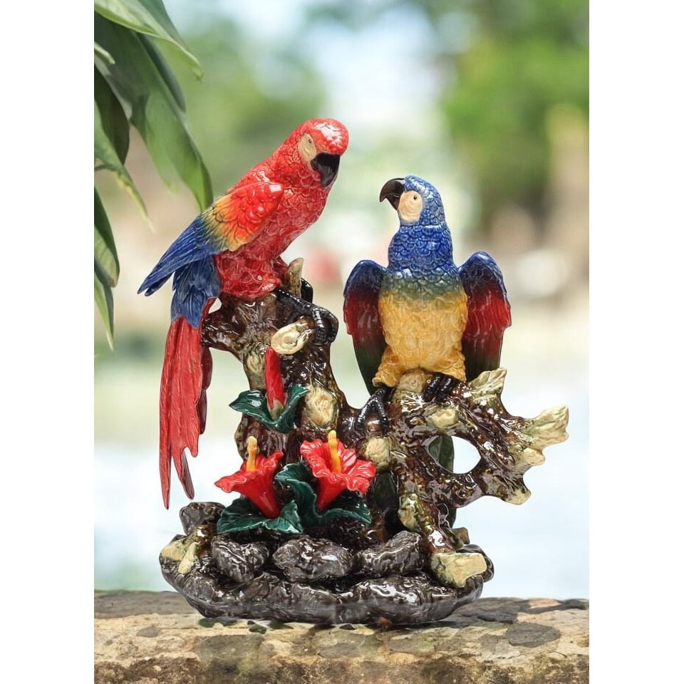 Ceramic Parrot Birds Statue, Bird Watcher Gift, Centerpiece Decor ...