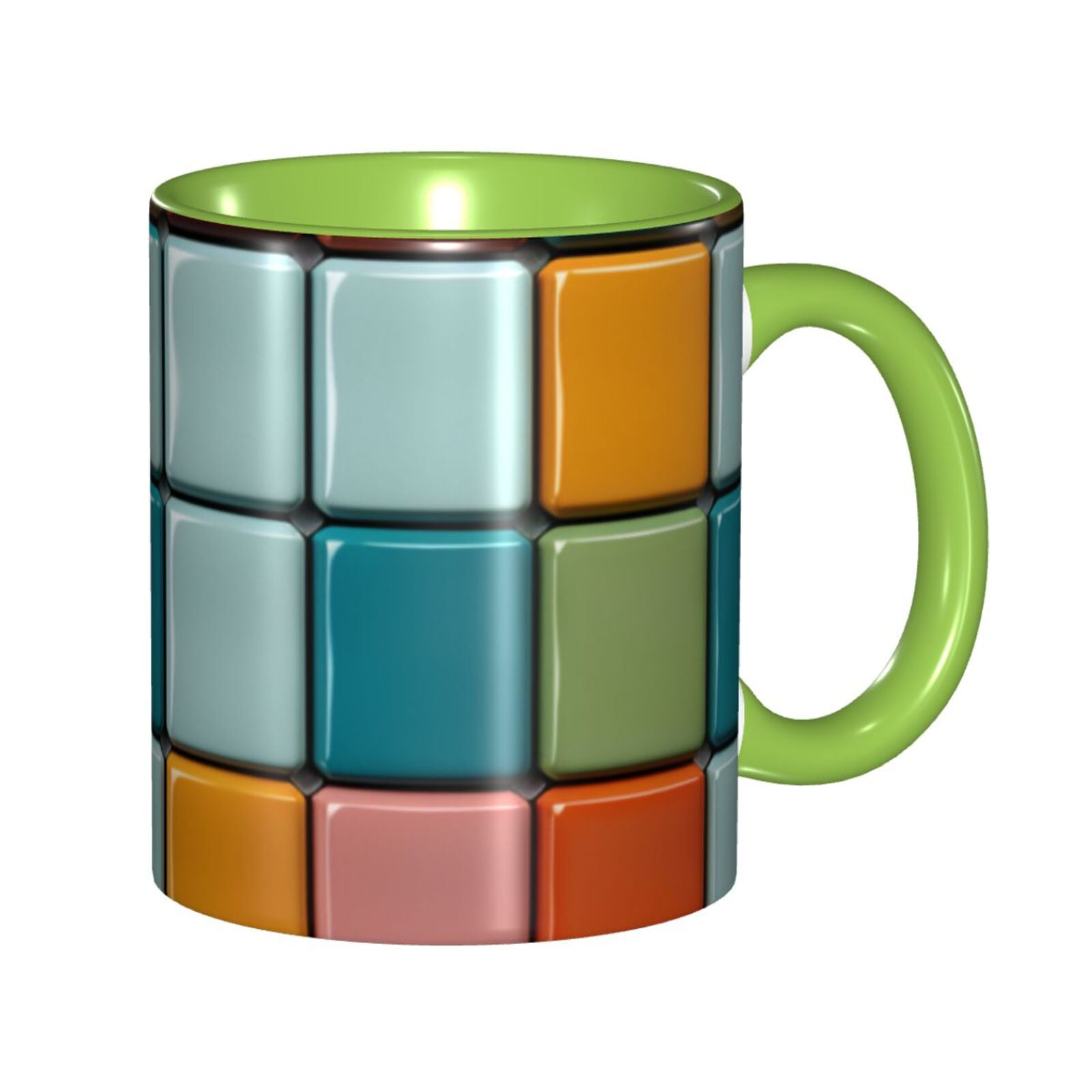 Ceramic Pattern Colorful Coffee Mug Fun Custom Ceramic Mugs 11oz Green ...