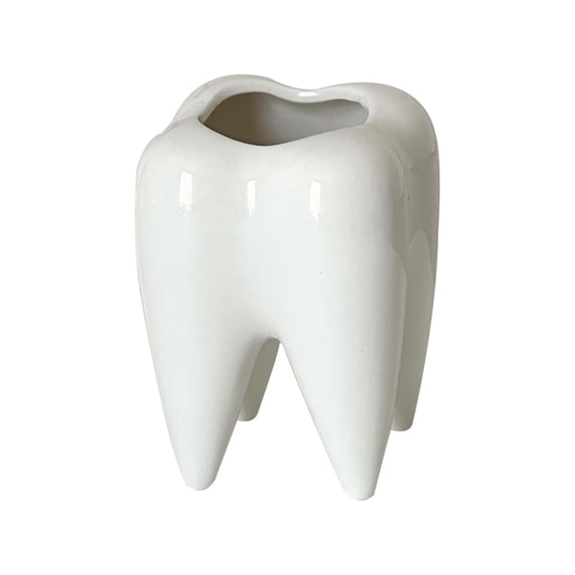 Ceramic Pen Holder Funny Tooth Shape Toothbrush Holder Cute Pencil Pot ...