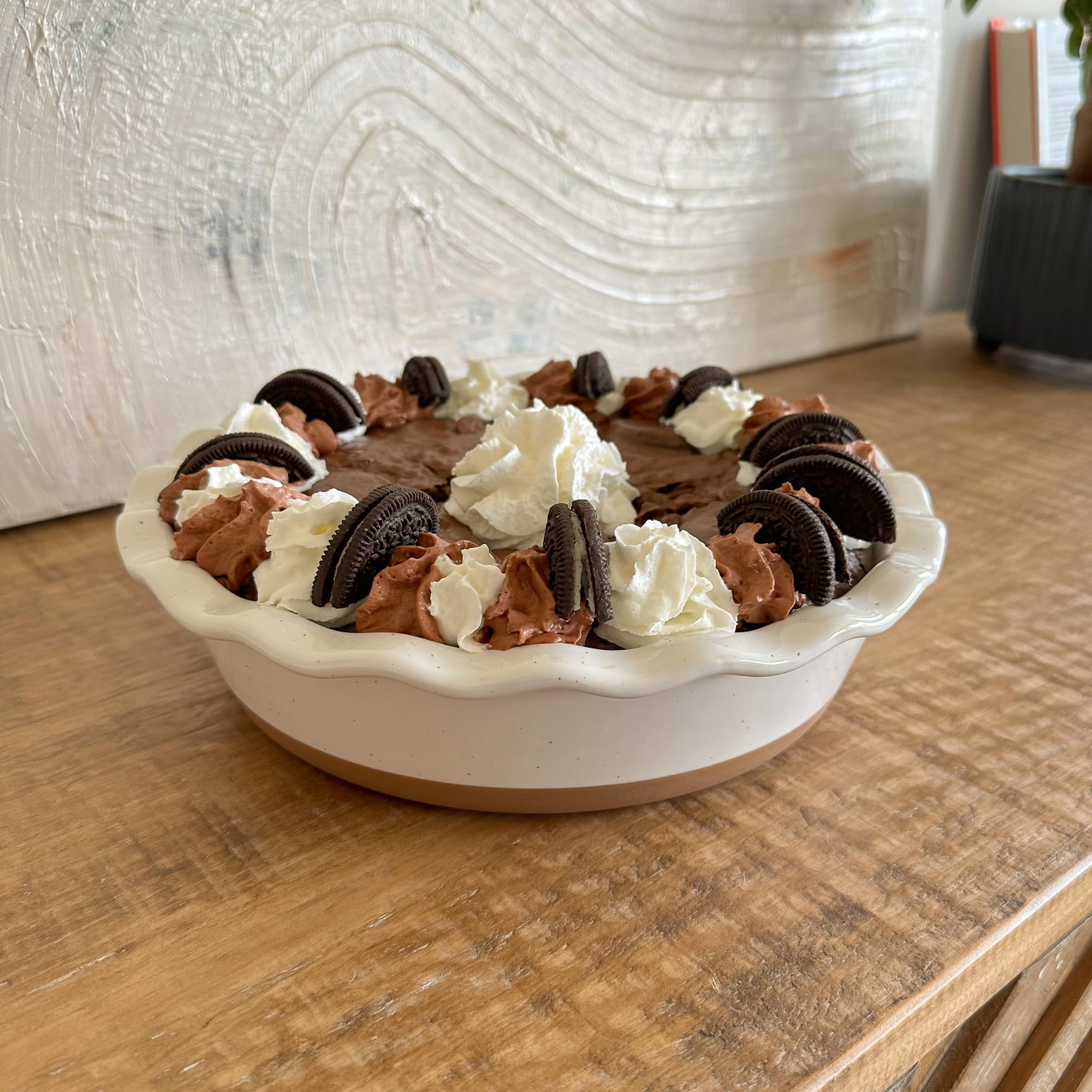 Ceramic Pie Dish 9 Inch Deep Fluted Porcelain Baking Pan for Apple Pie ...