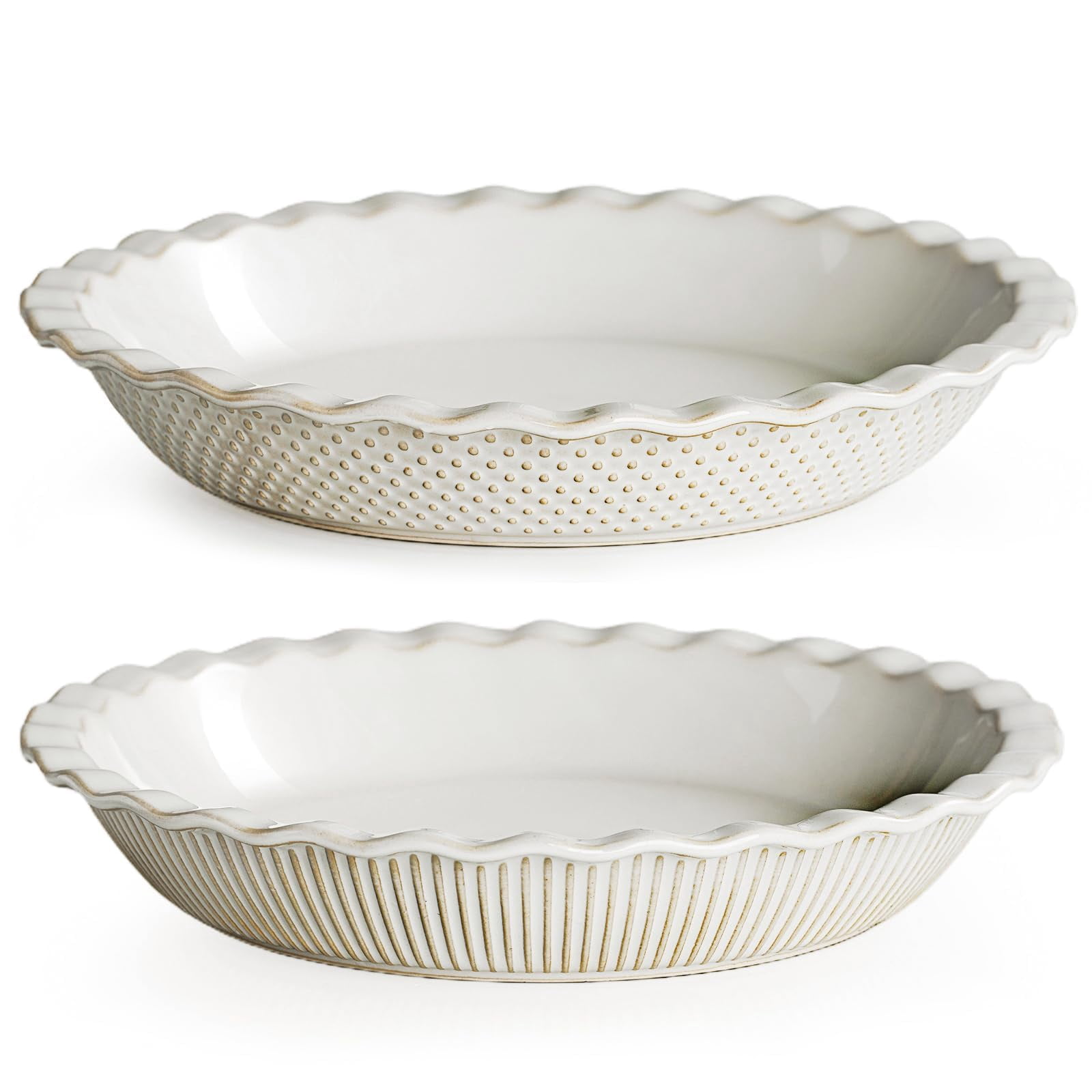 Ceramic Pie Pan Set Of 2 9 Inch Stripe and Dot Baking Dish - Walmart.com