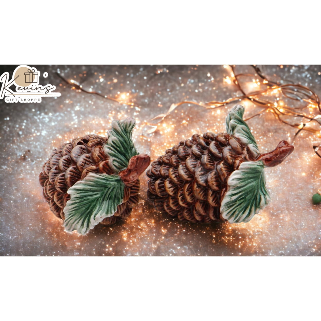 Ceramic Pine Cone Salt and Pepper Shakers 2.5in Christmas Gift ...