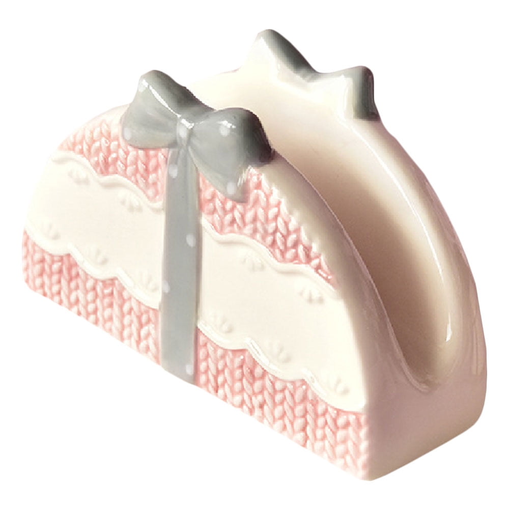 Ceramic Pink Napkin Holder with Relief Bowknot Pattern for Desktop ...