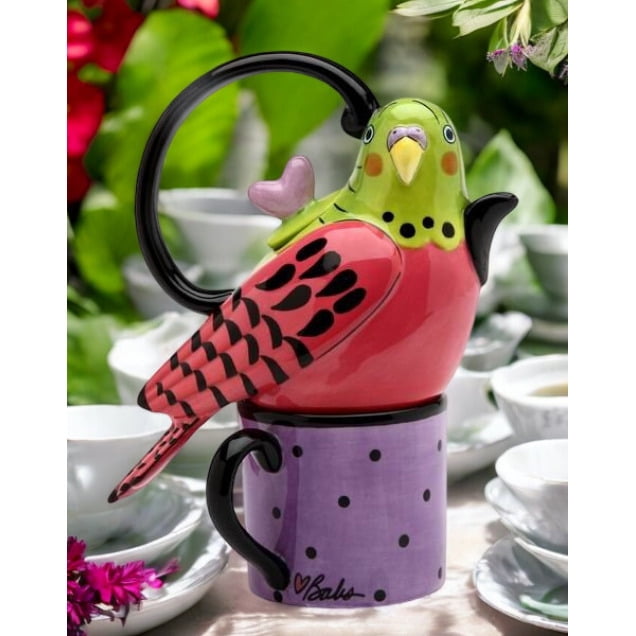 Ceramic Pink Parakeet Bird Tea for One, Afternoon Tea Party, Bird ...