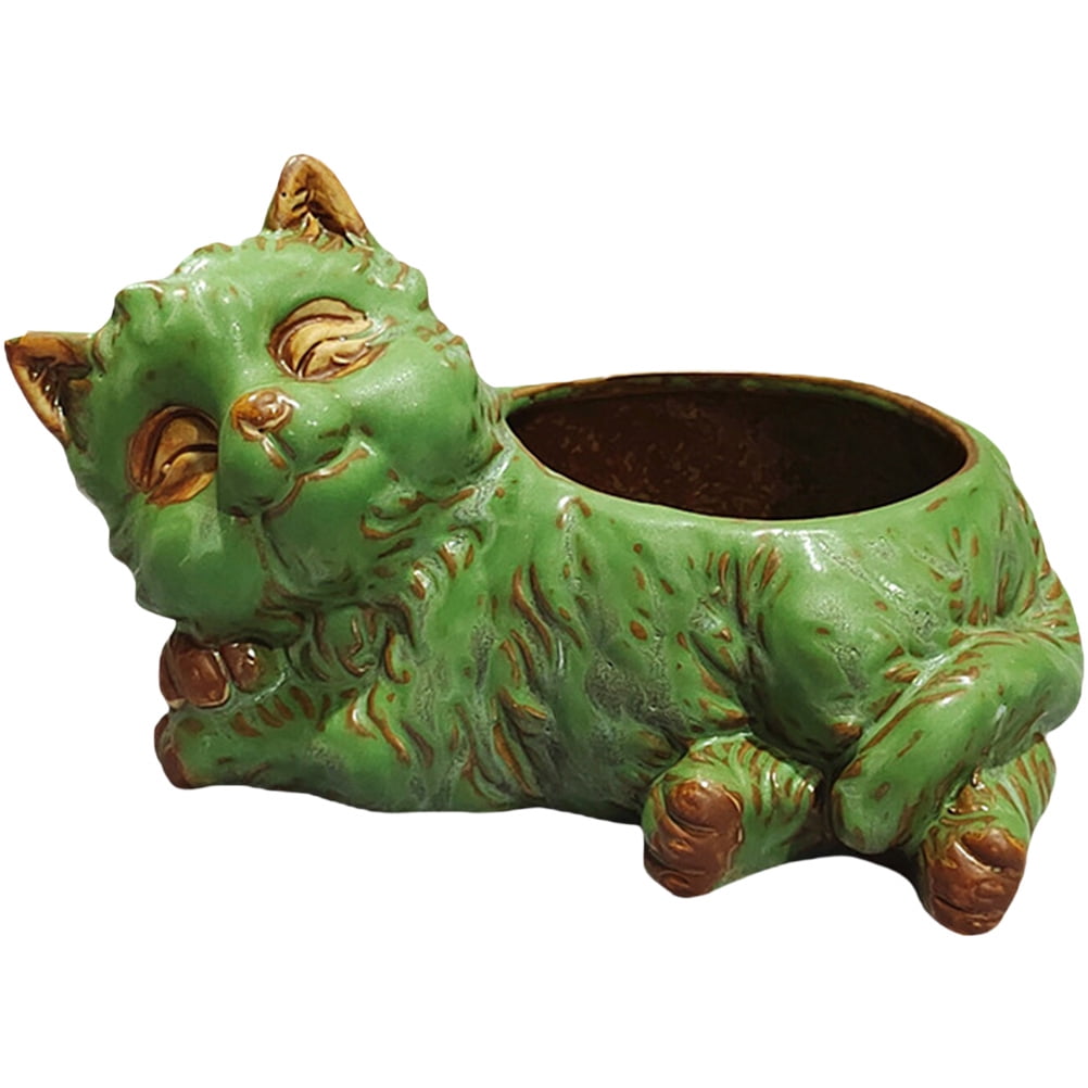 Ceramic Plant Pot Cat Flower Flowerpot Cute Decor Decorative Planters ...