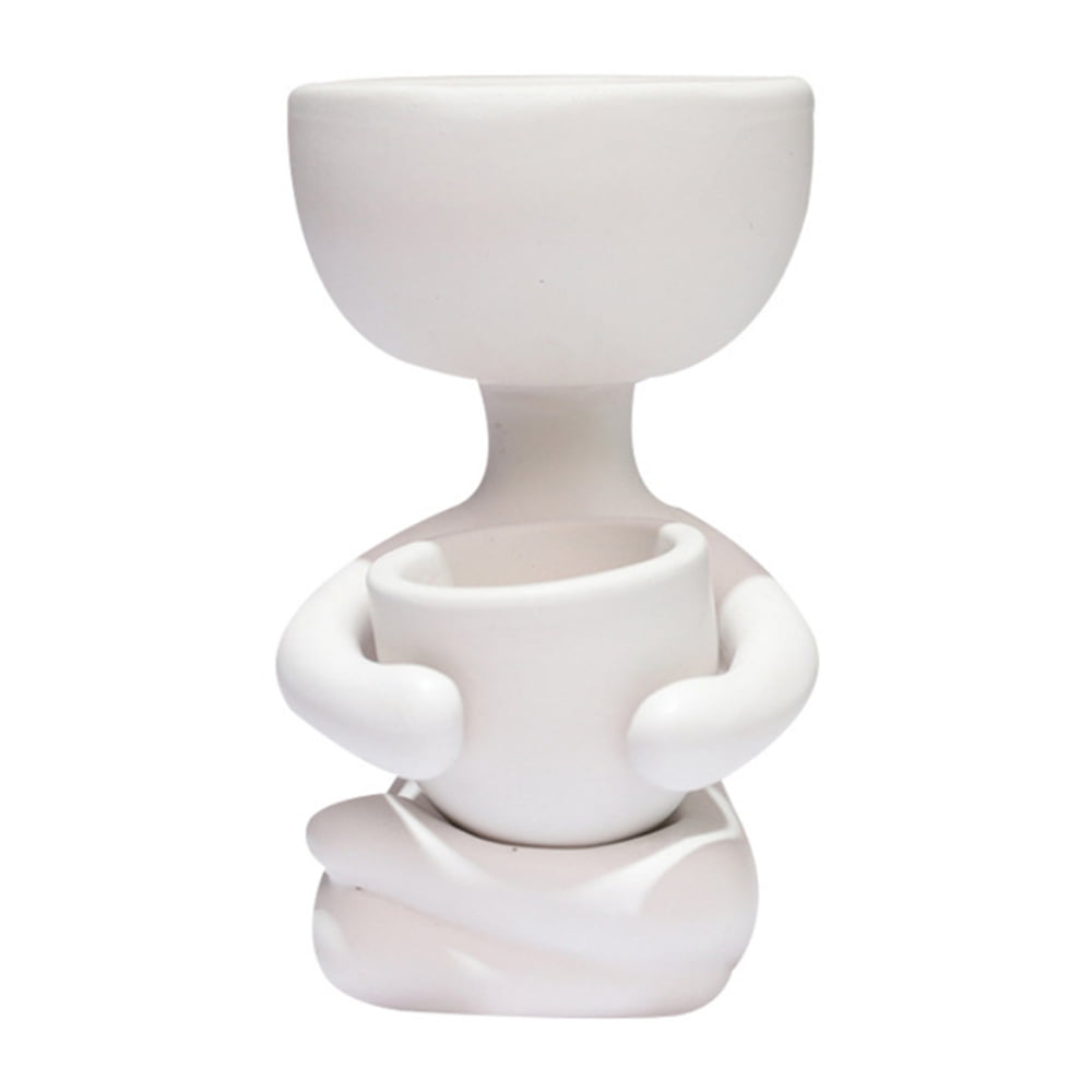 Ceramic Plant Pot Sitting Human Shaped Planter Plant Container Desktop ...