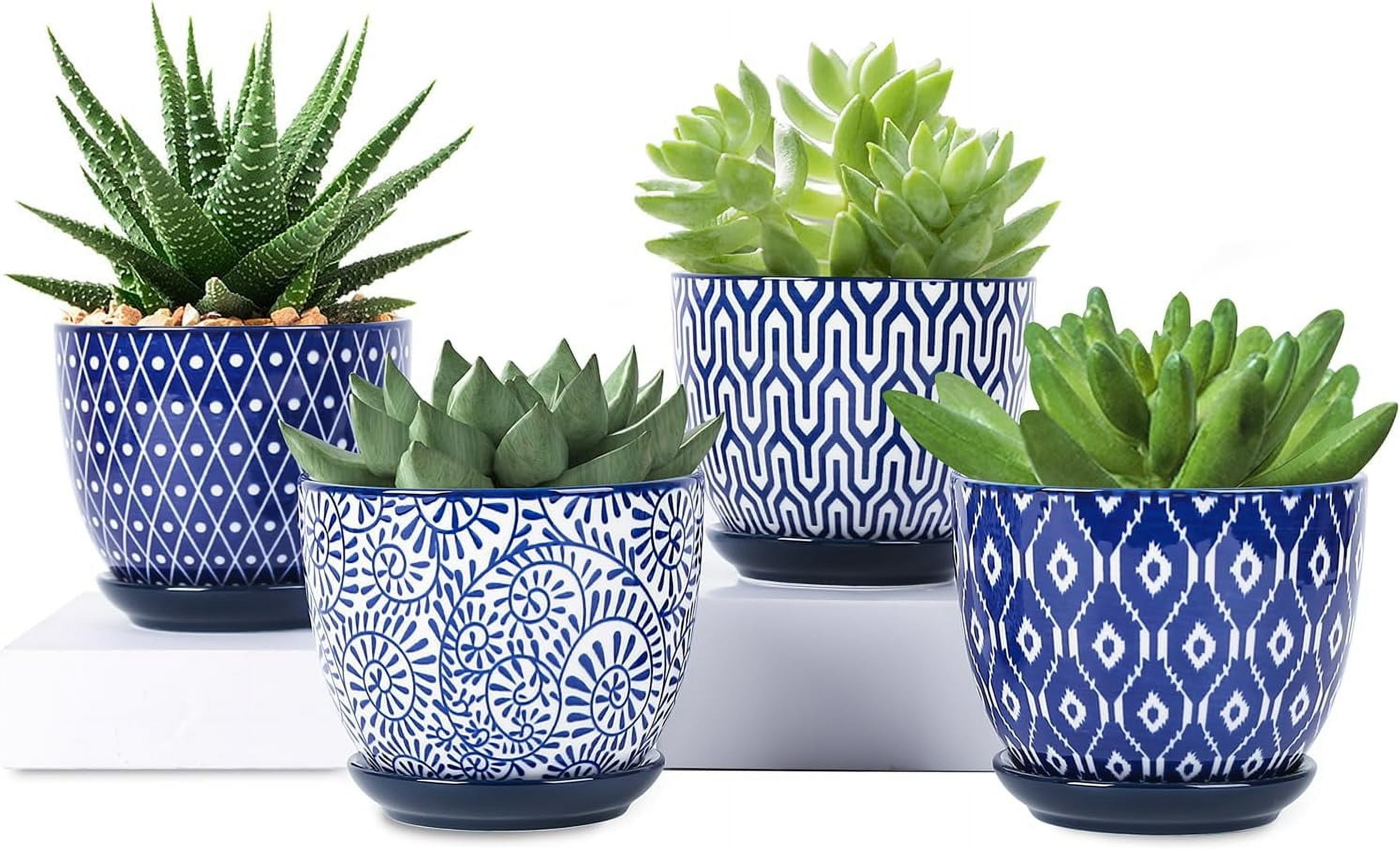 Ceramic Plant Pots, 4.6 Inch Flower Pots for Indoor Plants, Succulent ...