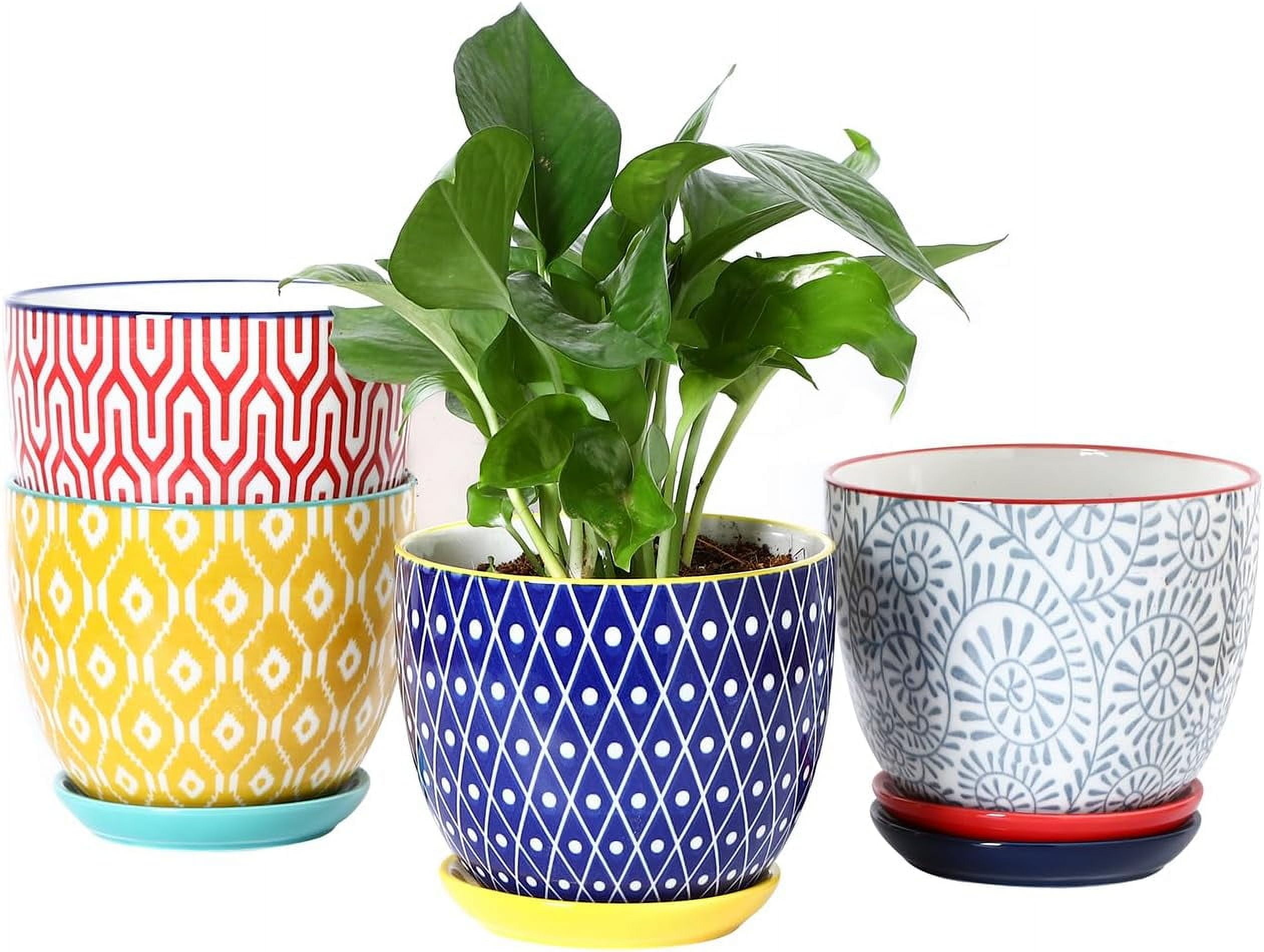 Ceramic Plant Pots, 5.6 Inch Flower Pots for Indoor Plants, Planters ...