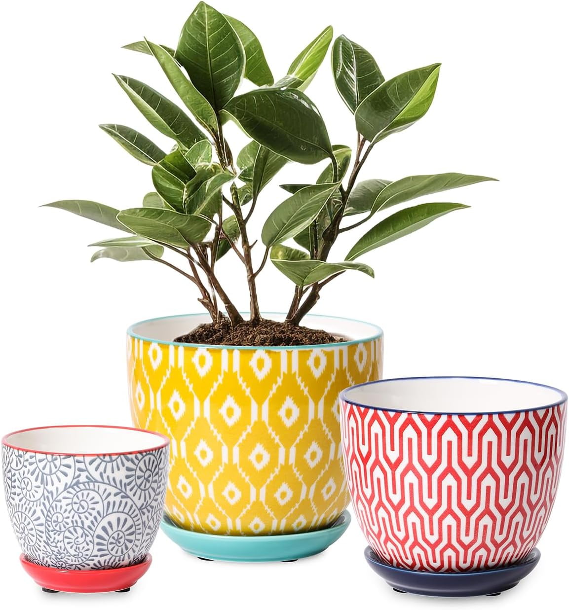 Ceramic Plant Pots, Indoor Flower Pots for Indoor Plants, 3.5+4.6+5.5 ...