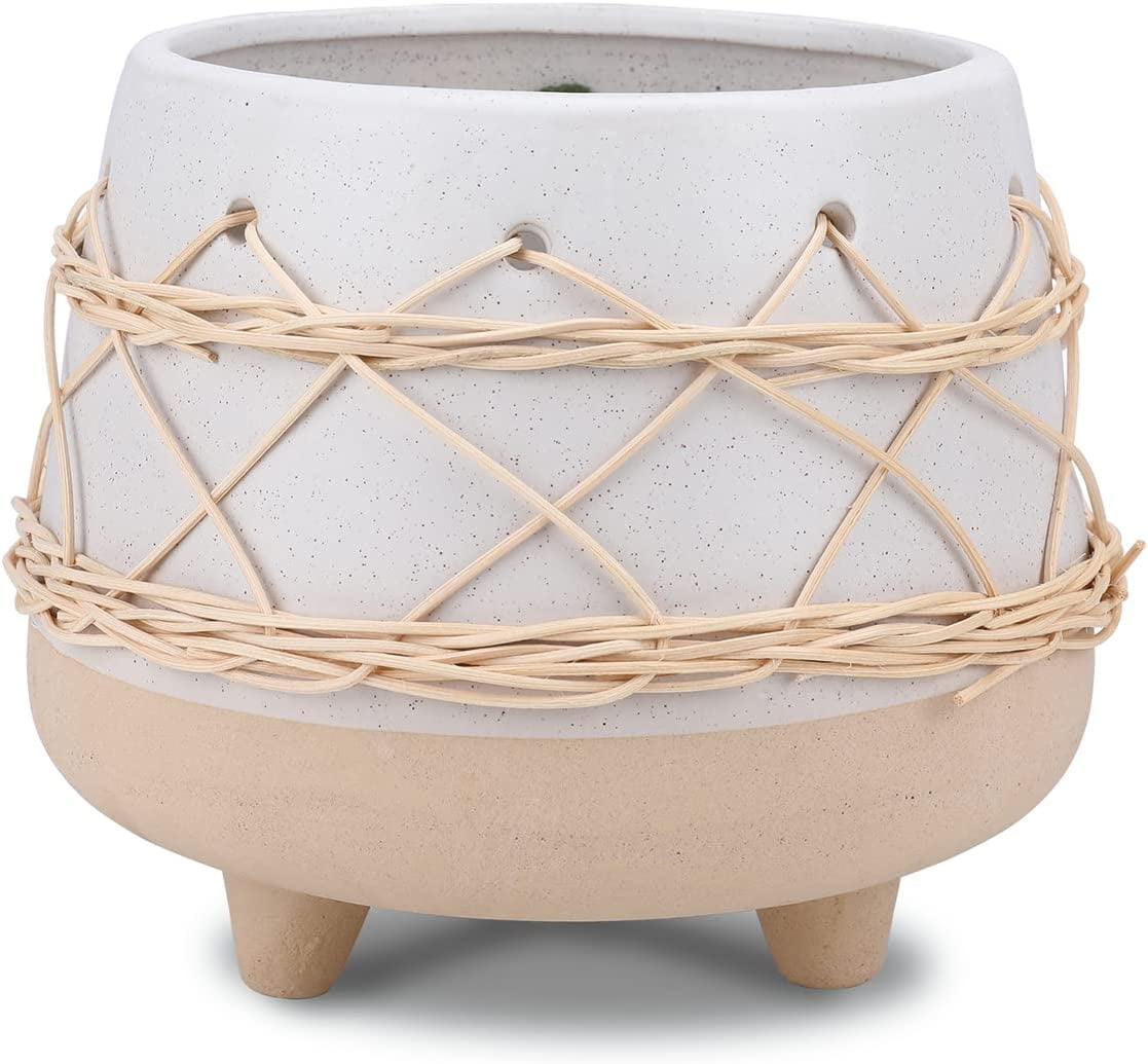 Ceramic Planter 8 Inch Plant Pots Indoor Outdoor Planter with Drainage ...