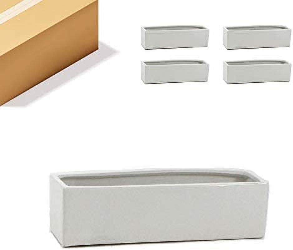 Ceramic Planter Box Bulk 14" x 4" x 4"H White Long Rectangular Block ...