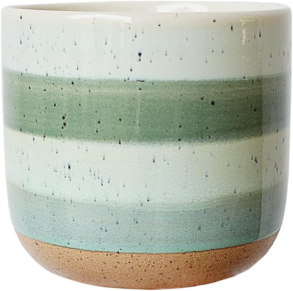 Ceramic Planter with Drainage Hole, Modern Rustic Plant Pots, Green ...