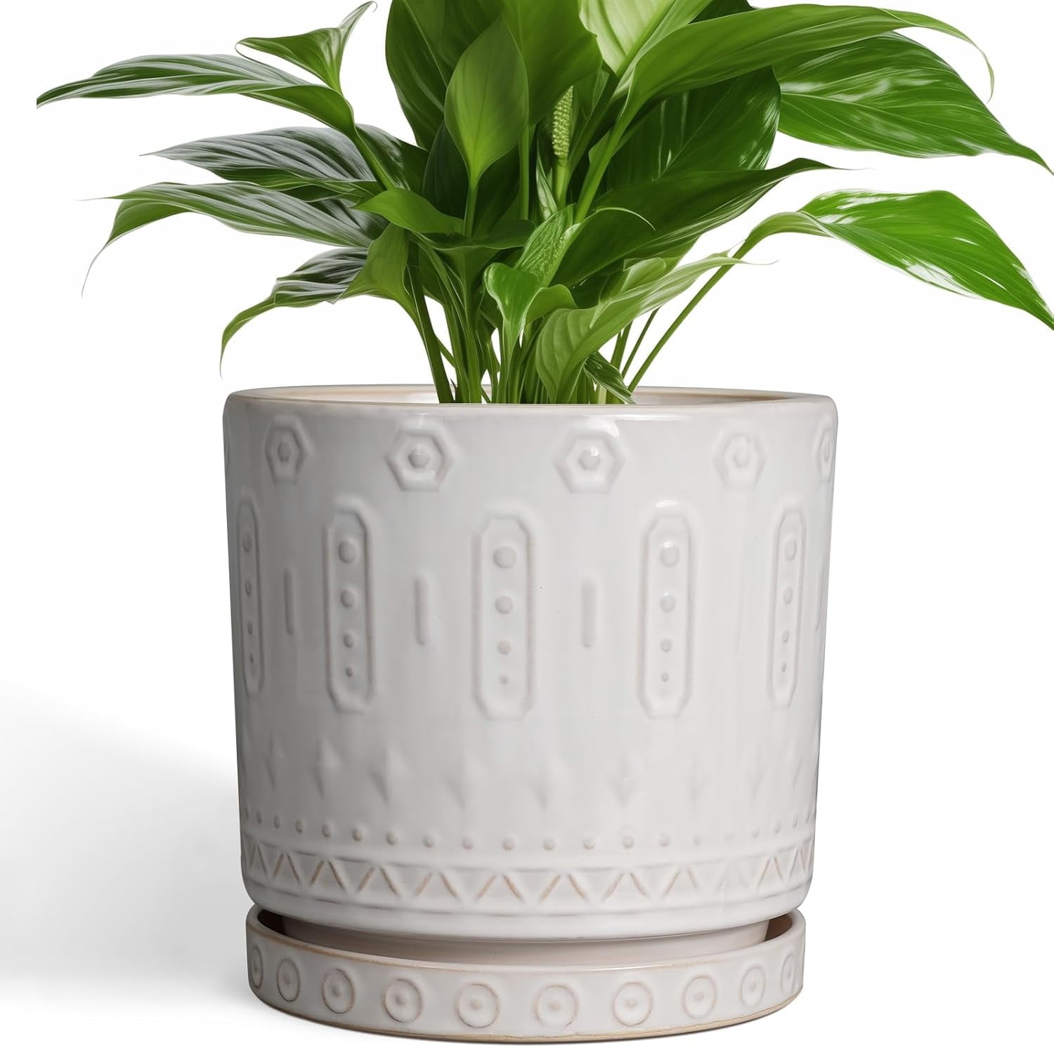 Ceramic Planter for Indoor Plants - 8 Inch Plant Pot Outdoor Flower Pot with Drainage Holes and ...