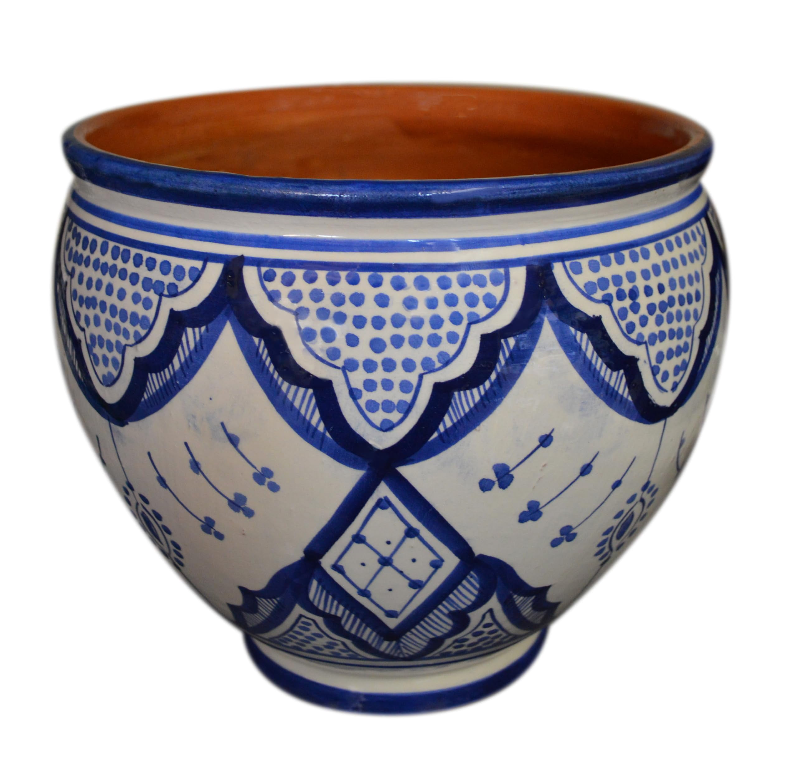 Ceramic Planter Moroccan Spanish Style with Drain Hole, Handmade Blue ...