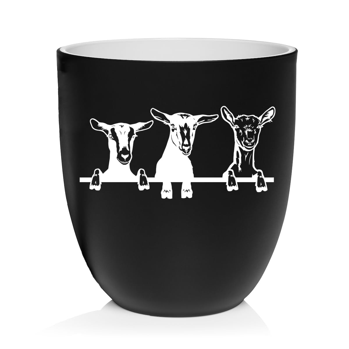 Ceramic Planter Plant Pot with Plastic Liner Gift Goats (Black ...