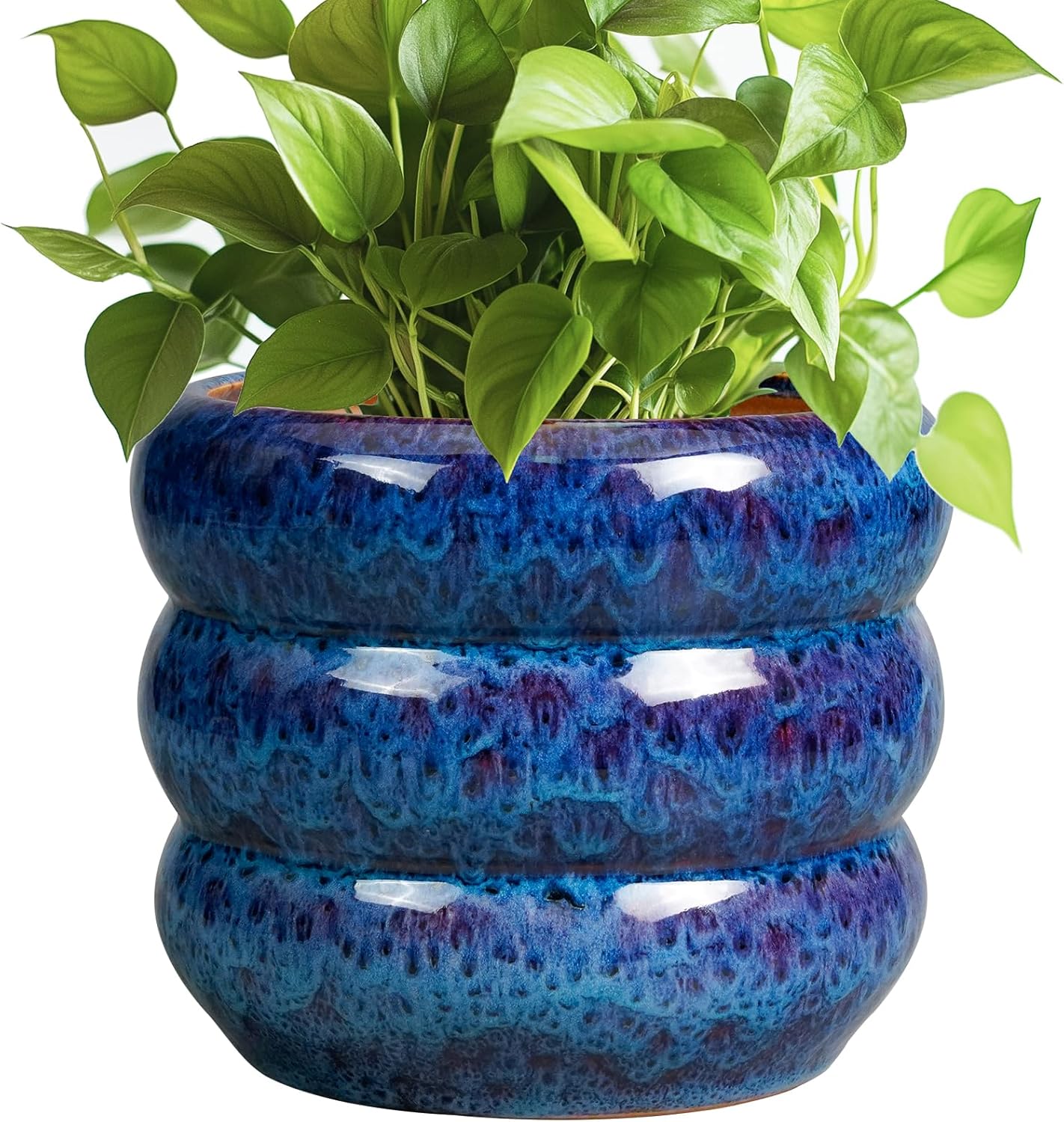 Ceramic Planter Pot - 8 Inch Plant Pot Indoor with Drainage Hole Round ...