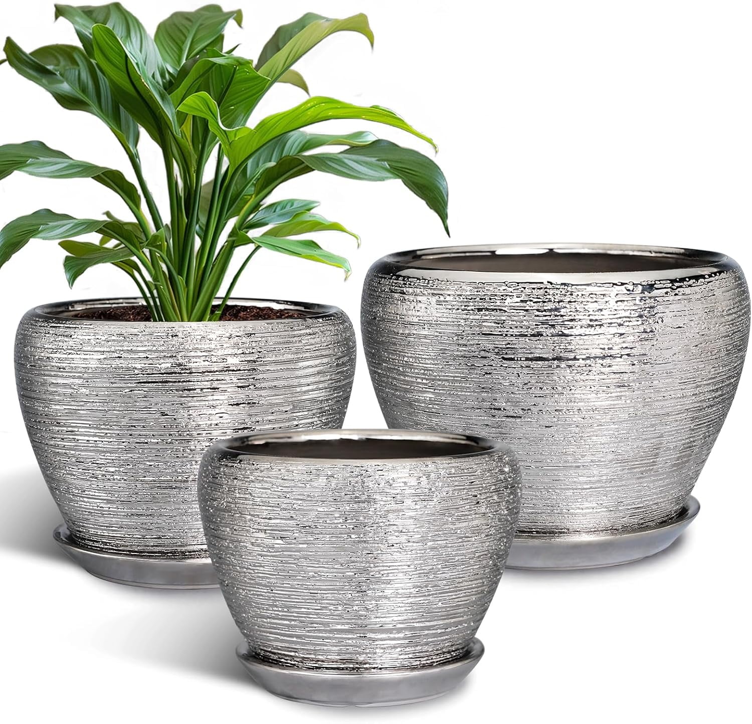 Ceramic Planters - 10 Inch 8 Inch 6 Inch Plant Pots Indoor with ...