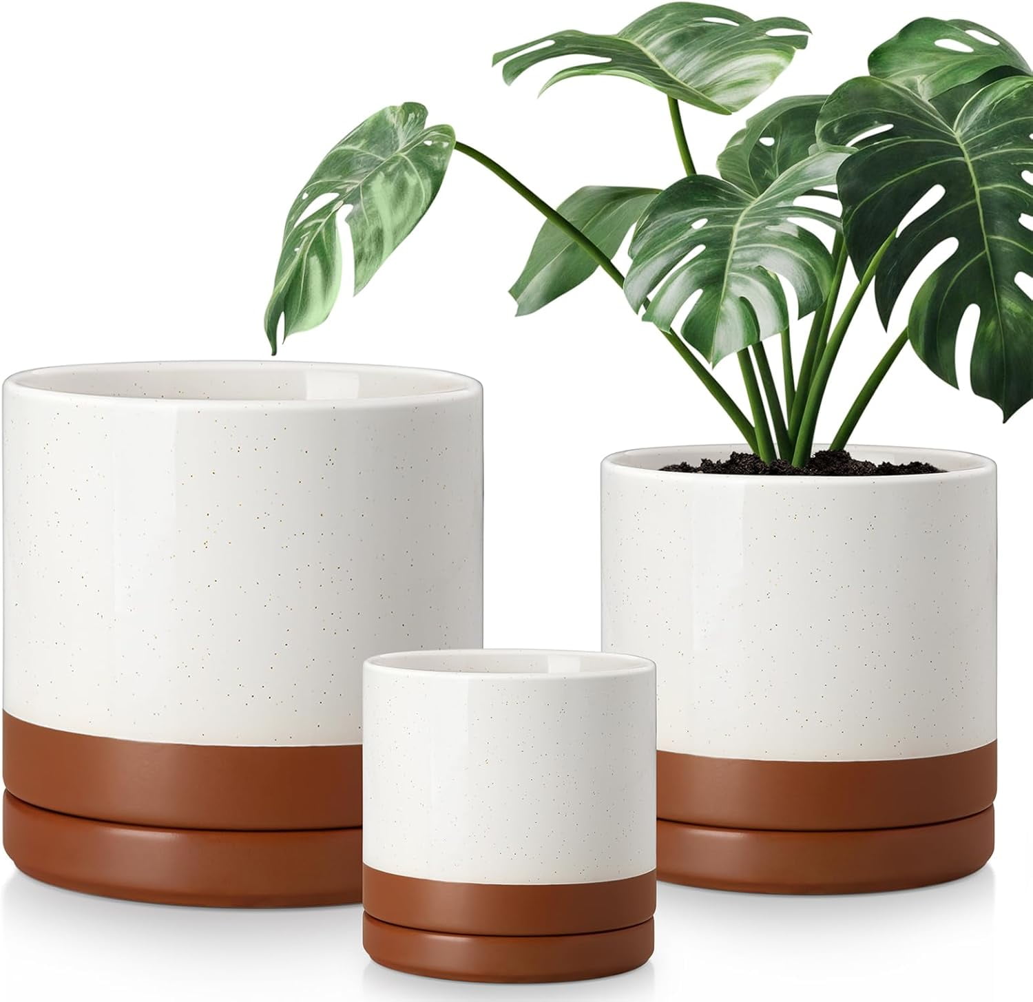 Ceramic Planters, Plant Pots for Indoor Plants, 6.25+8.25+10.25 Inch ...