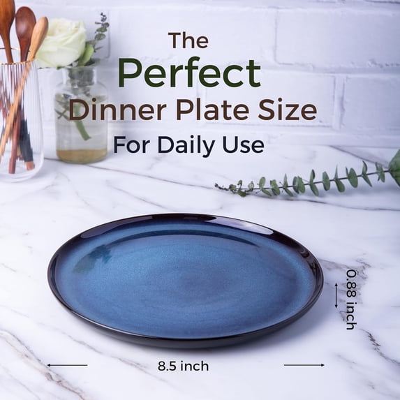 Ceramic Plate Set of 6, 8.5 Inch Reactive Glaze Light Weight Porcelain ...