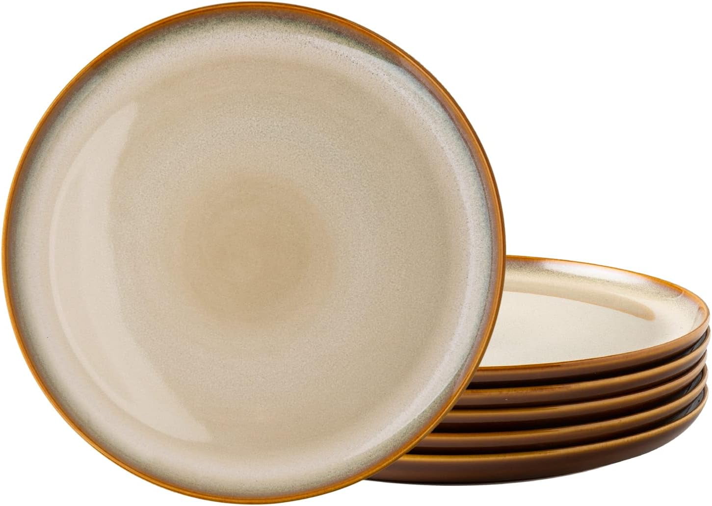 Ceramic Plate Set of 6,8.5 Inch Reactive Glaze Light Weight Porcelain ...