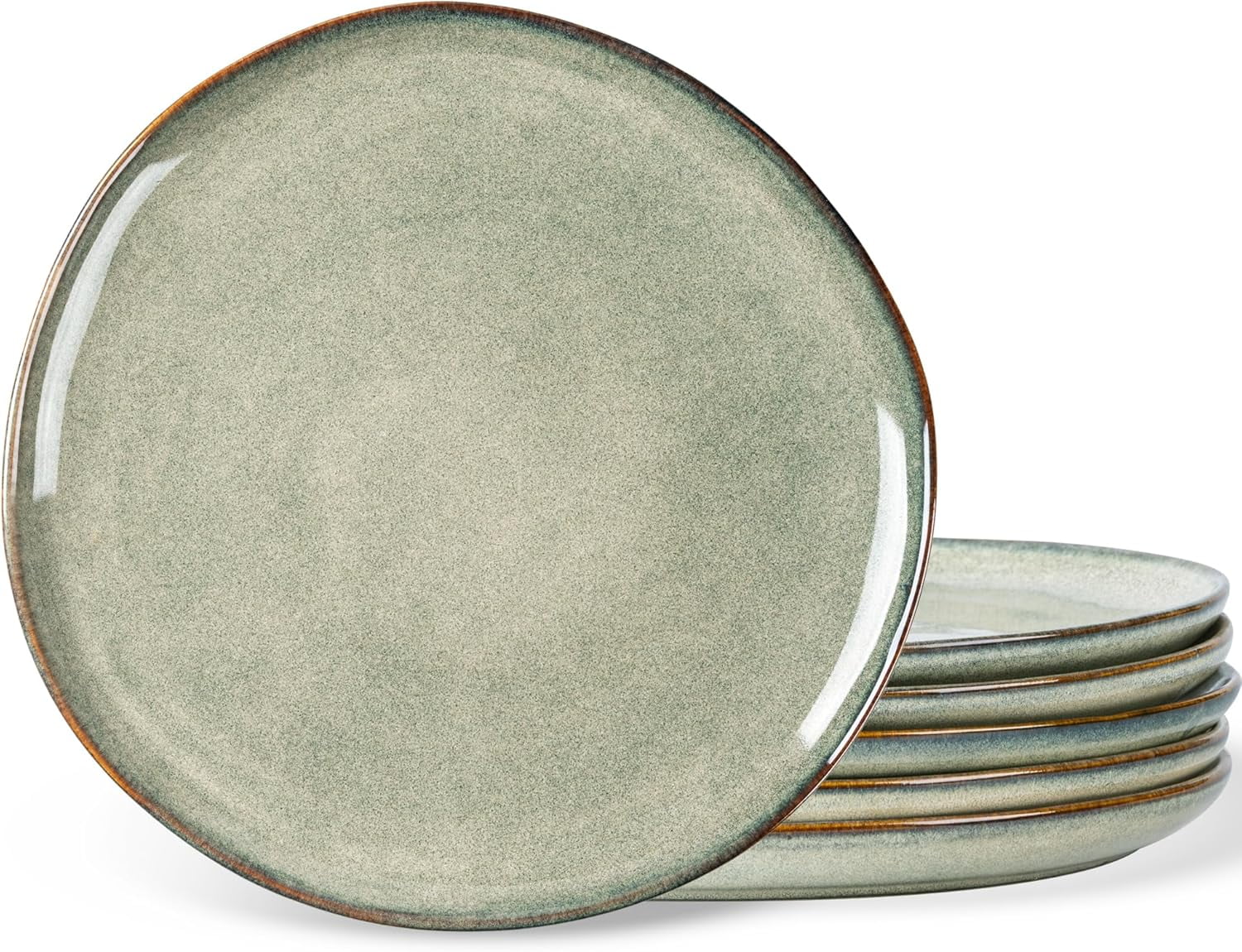 Ceramic Plates Set of 6,8.5 Inch Handmade Reactive Glaze Stoneware ...
