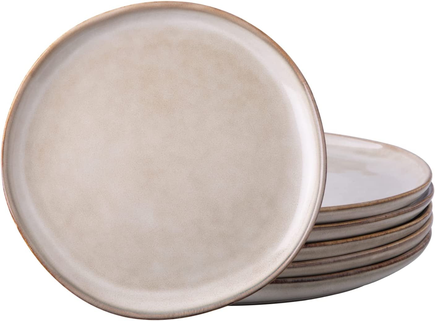 Ceramic Plates Set of 6, 8.5 Inch Handmade Reactive Glaze Stoneware ...