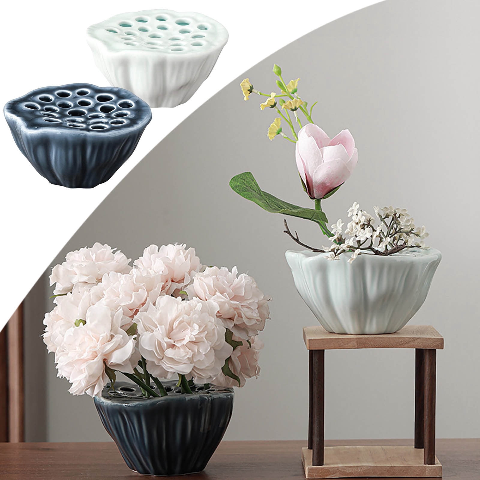 Ceramic Pod Flower Vase - Zen-Inspired Hydroponic Vessel for Dried or ...