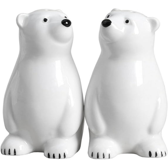 Ceramic Polar Bears Pattern Salt & Pepper Shakers Set, Hand-Painted ...