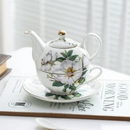 Tea Set of 6, Elegant Tea Cups with handles and Tea Cup Saucers, High ...