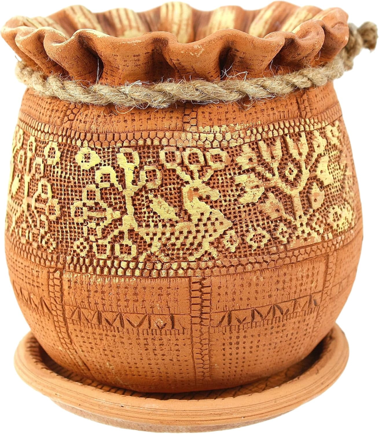 Ceramic Pot with Drainage Hole and Saucer, Plant Pots, Modern ...