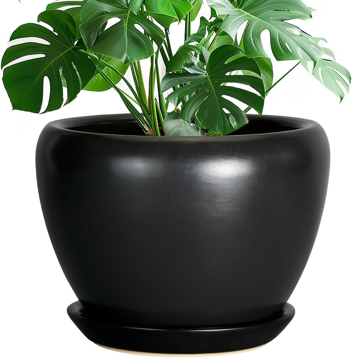 10 Inch Ceramic Planter Pot, Ceramic Plant Pot for Indoor Outdoor ...
