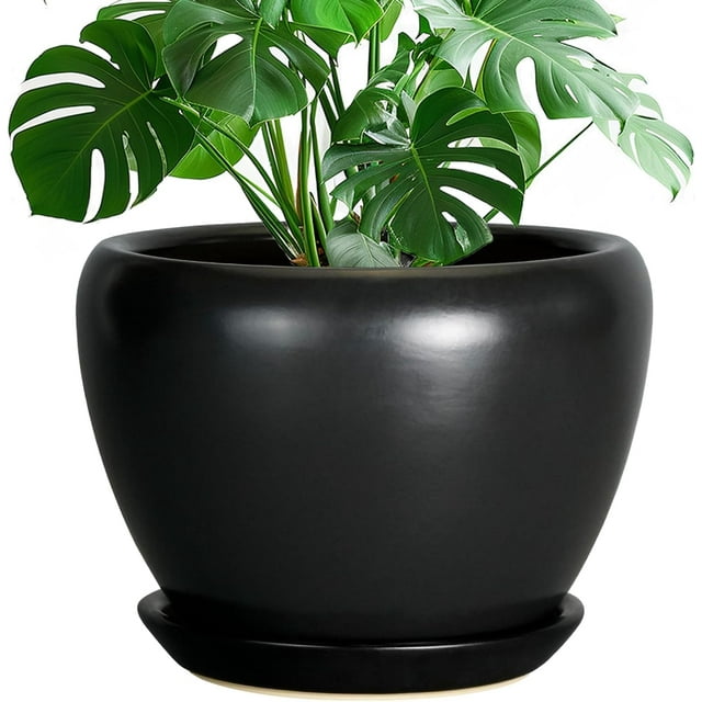 10 Inch Ceramic Planter Pot, Ceramic Plant Pot for Indoor Outdoor ...