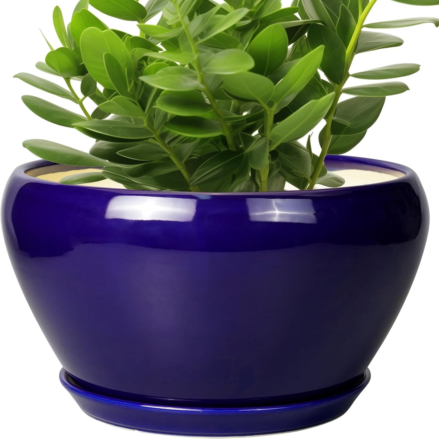 Ceramic Pot for Plants - 11 Inch Modern Round Indoor Planter with ...