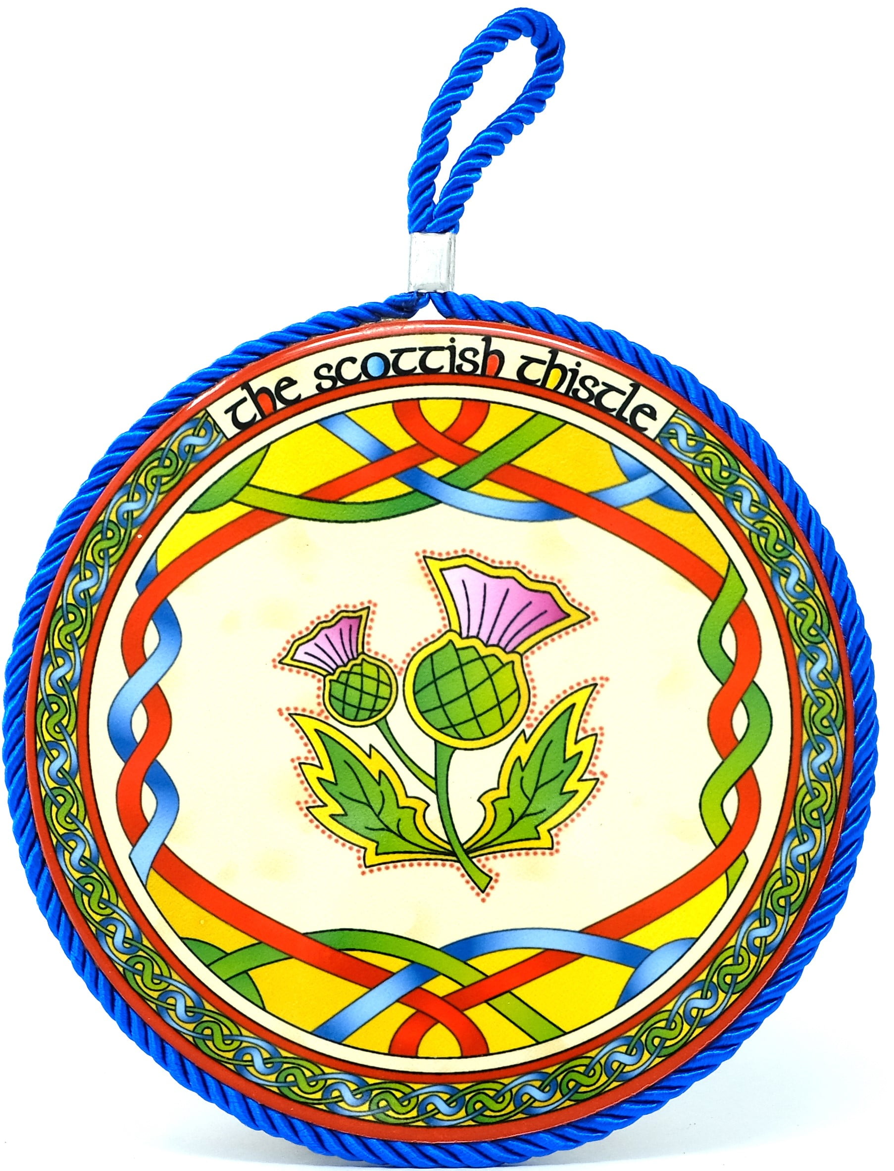 Ceramic Pot Stand Hanging Rope Plaque Scottish Thistle 7'' by Royal ...