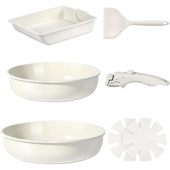 Ceramic Pots and Pans Set Non , Nonstick Detachable Handle Cookware ...
