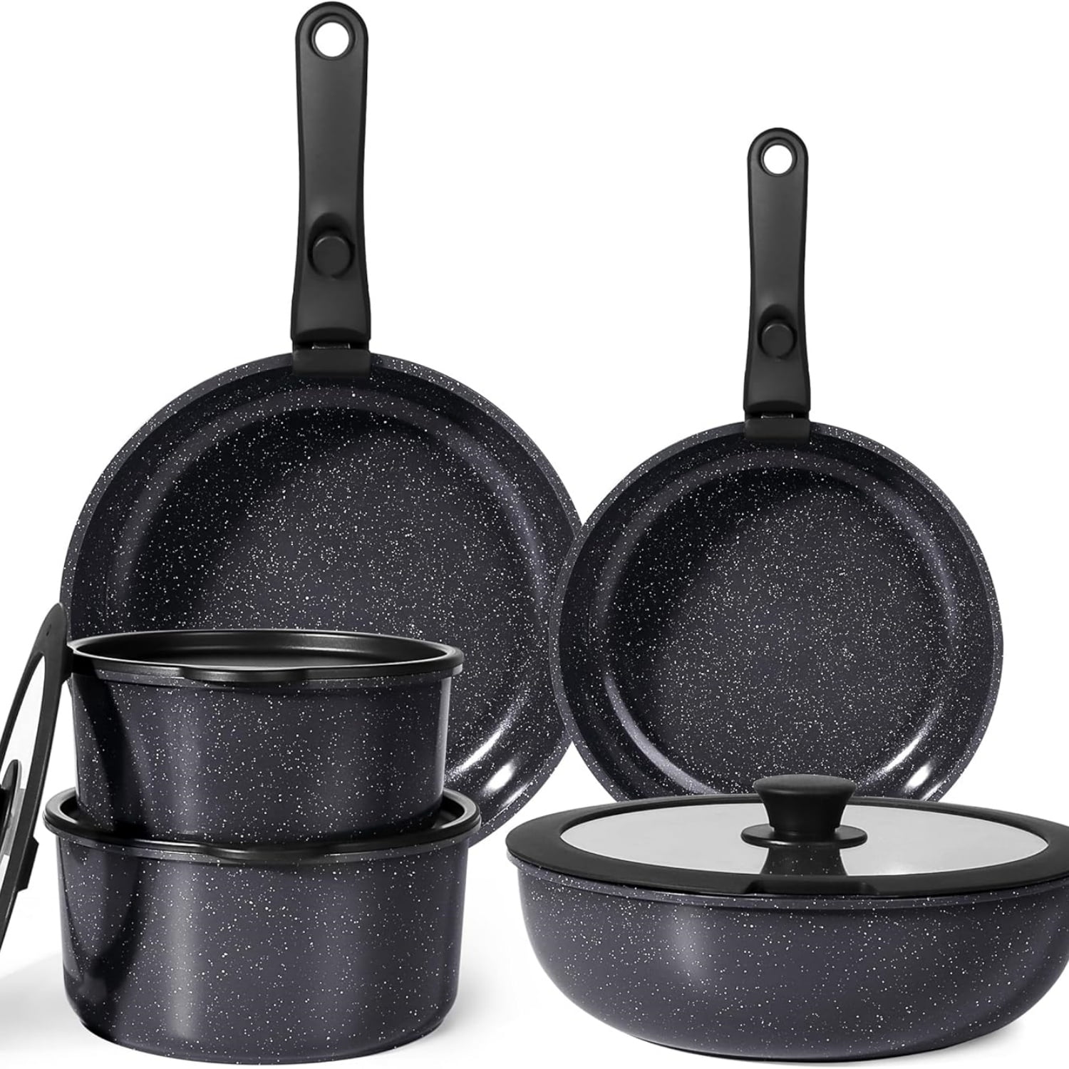Ceramic Pots and Pans Set Non Stick, 11 Piece Nonstick Detachable ...