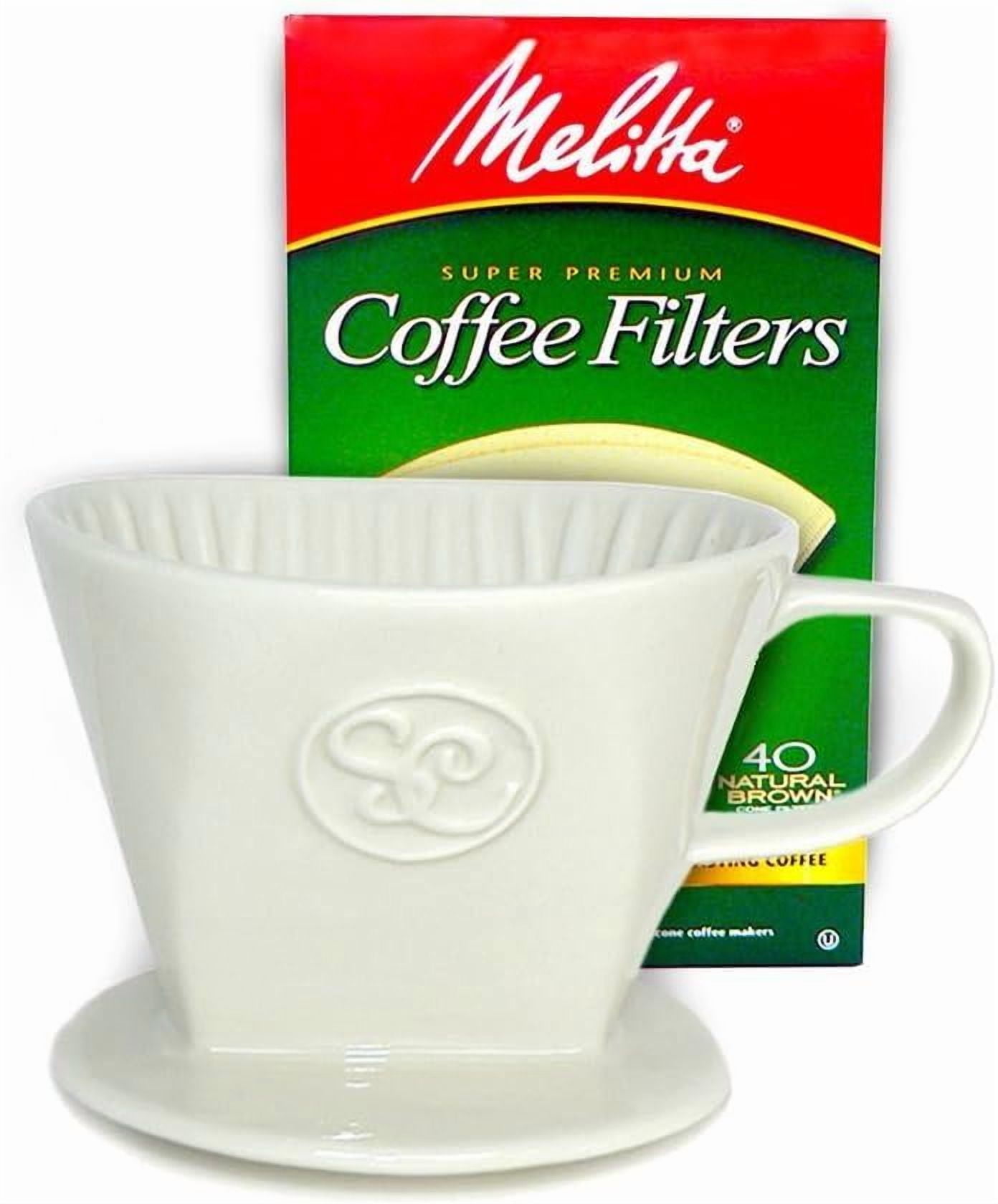 Ceramic Pour Over Coffee Maker with 40 Count Melitta Filters - Elegant ...