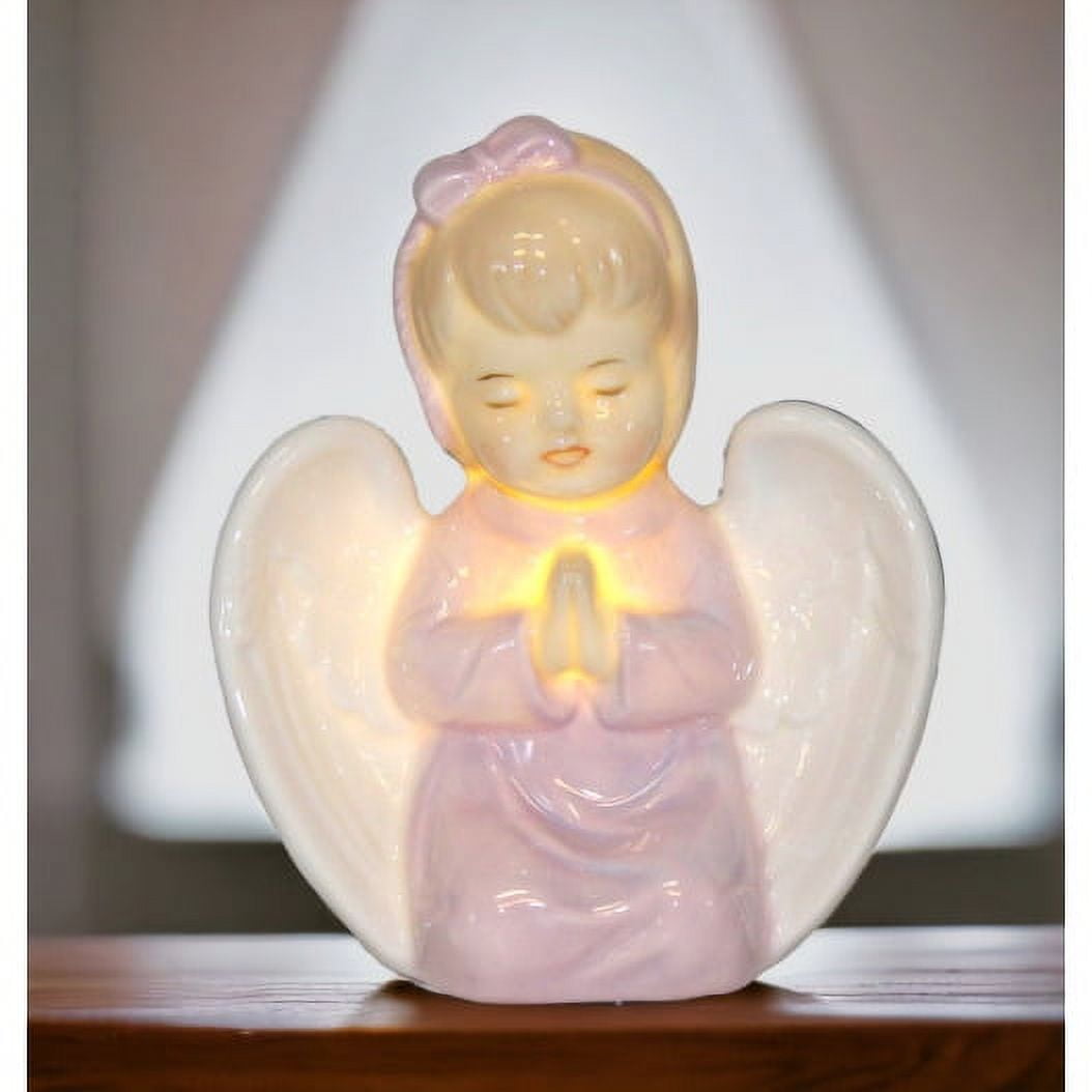 Ceramic Praying Angel Girl LED Night Light 4.25in Religious Gift ...