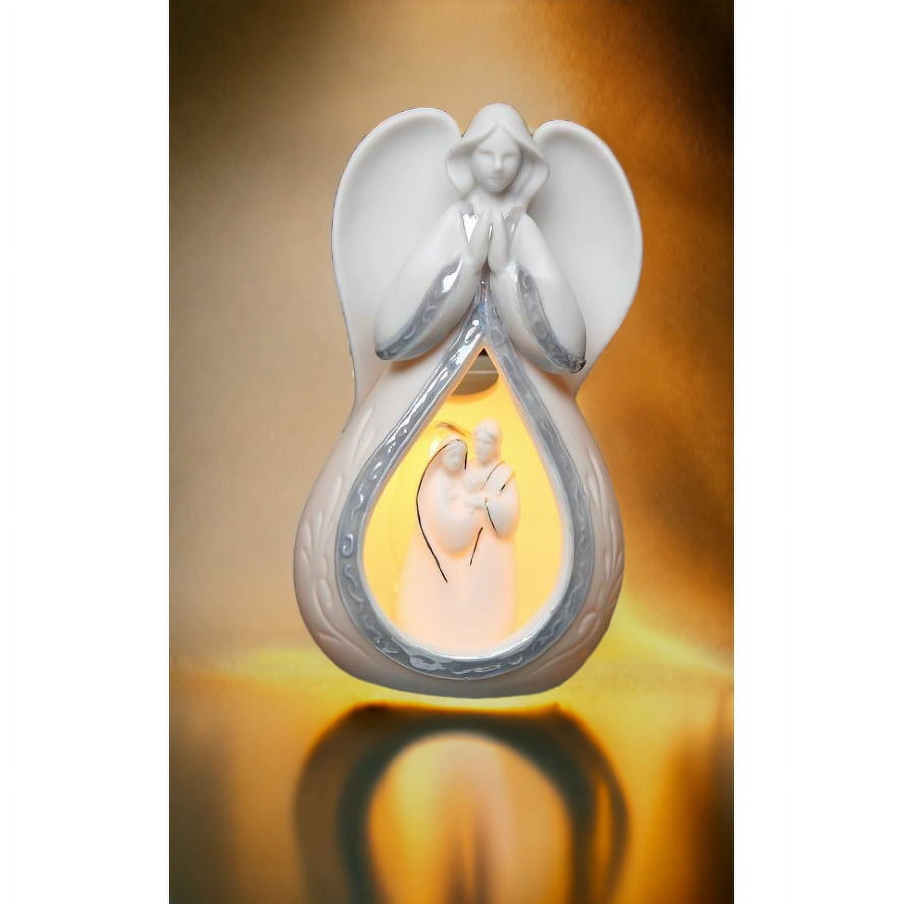 Ceramic Praying Angel Night Light with Holy Family 5.75 Inch - Walmart.com