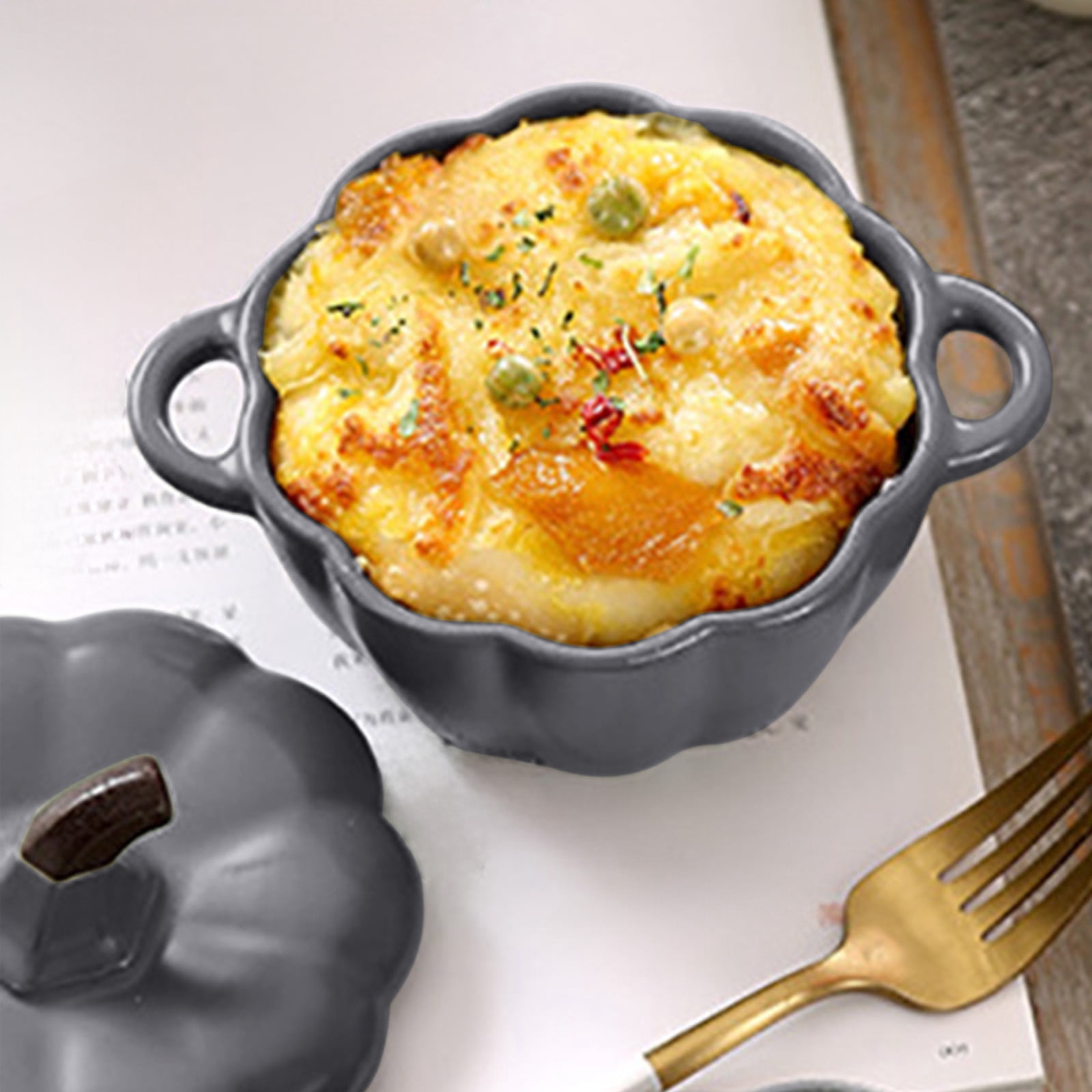 Ceramic Pumpkin Bowl, Individual Casserole, Pumpkin-Shaped Casserole ...