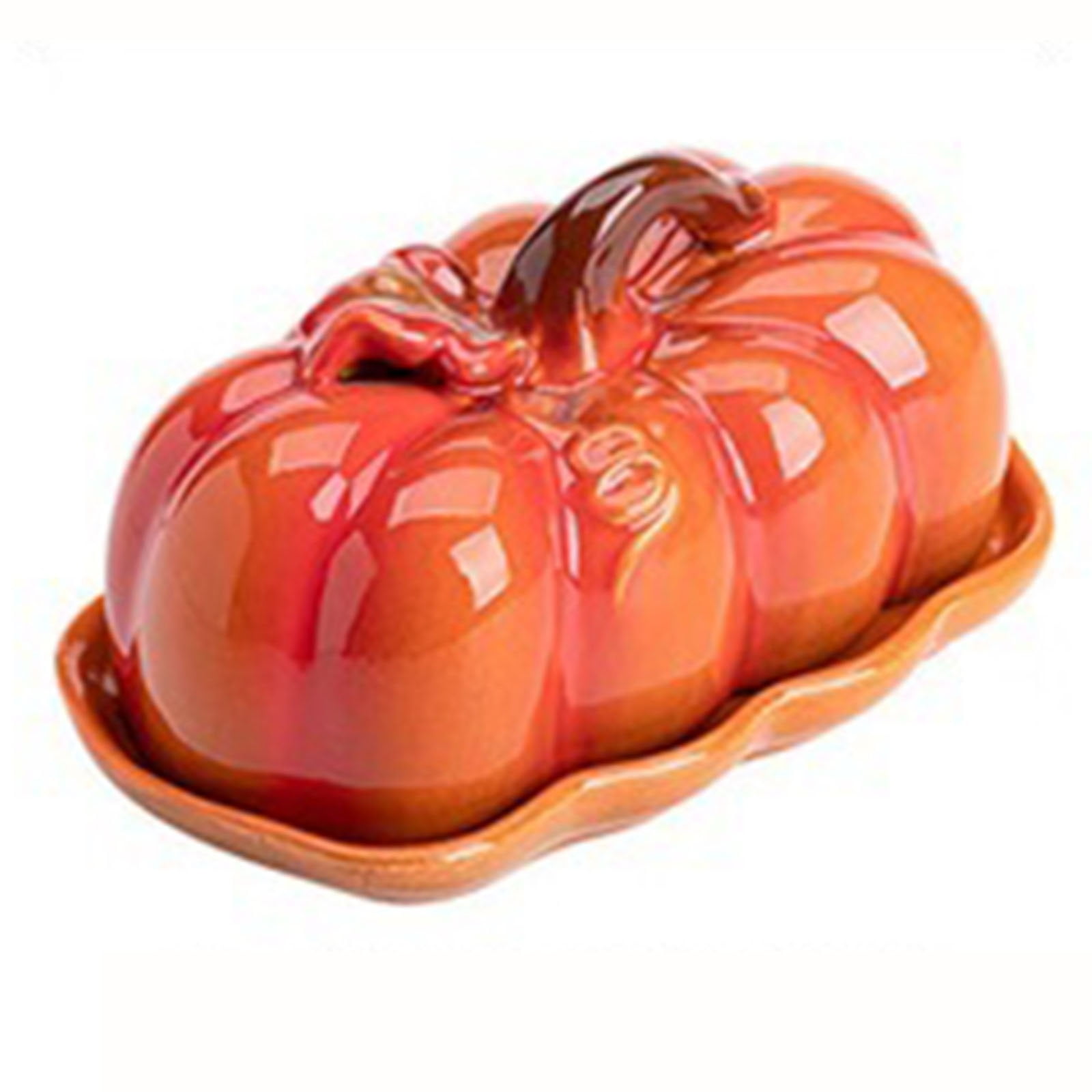 Ceramic Pumpkin Butter Dish with Lid for Countertop, Butter Container ...