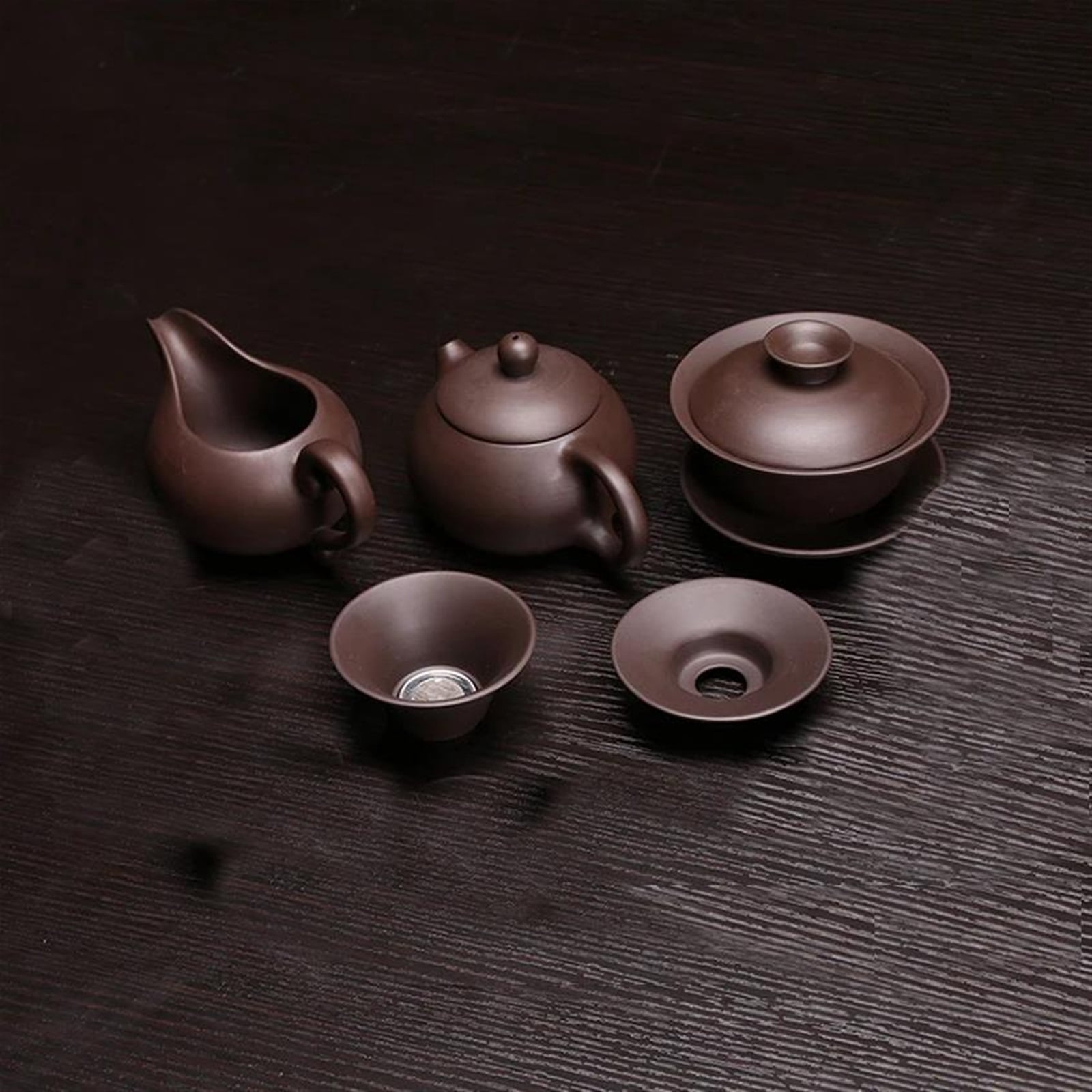 Ceramic Purple Clay Tea Set Kung Fu Pot Infuser Xishi Gaiwan Teapot ...
