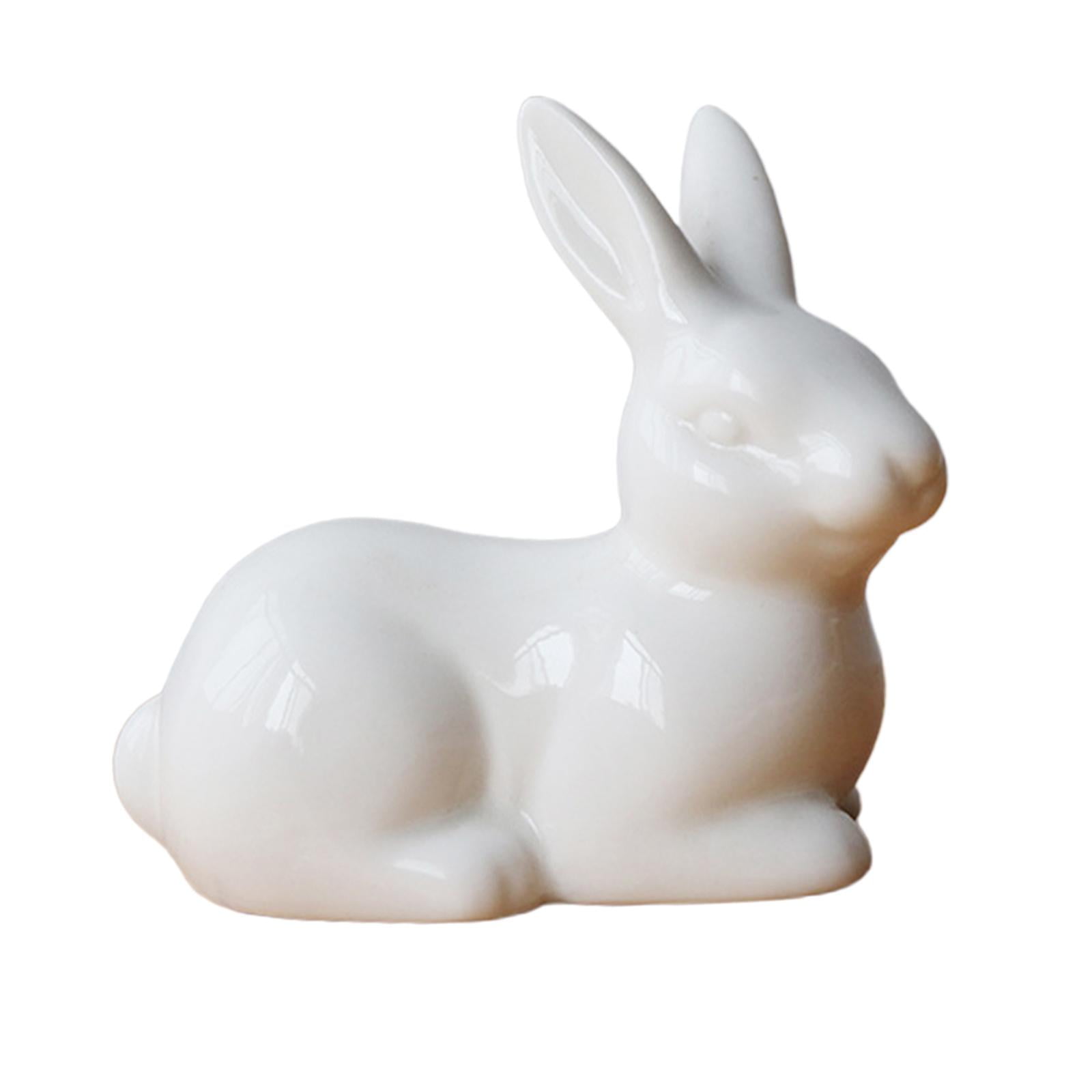 Ceramic Rabbit Figurine Easter Bunny Statue Home Office Bookcase Desk ...