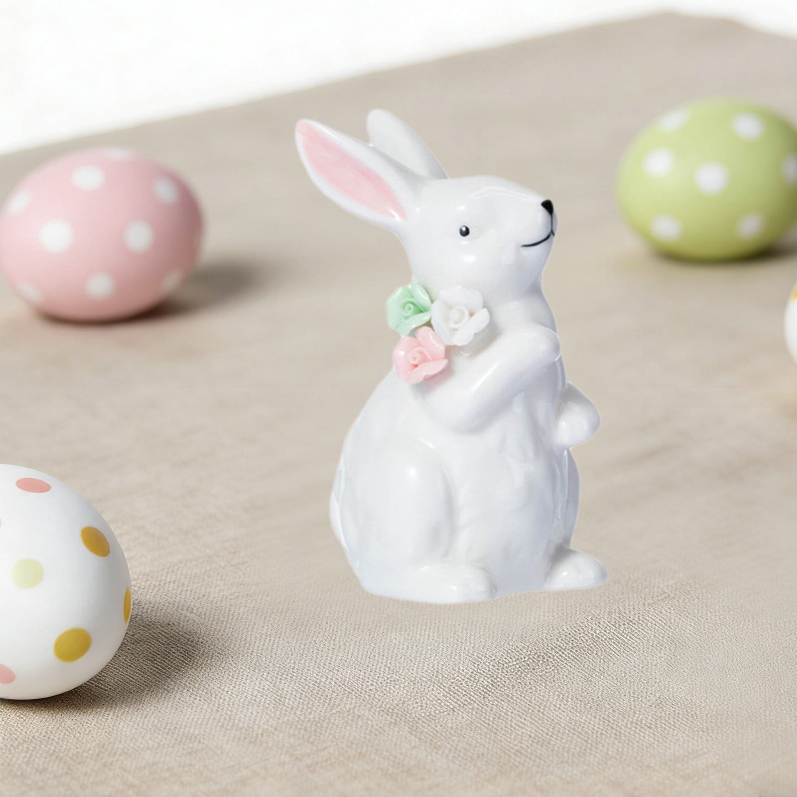 Ceramic Rabbit Figurine Easter Decoration, Handmade White Bunny ...